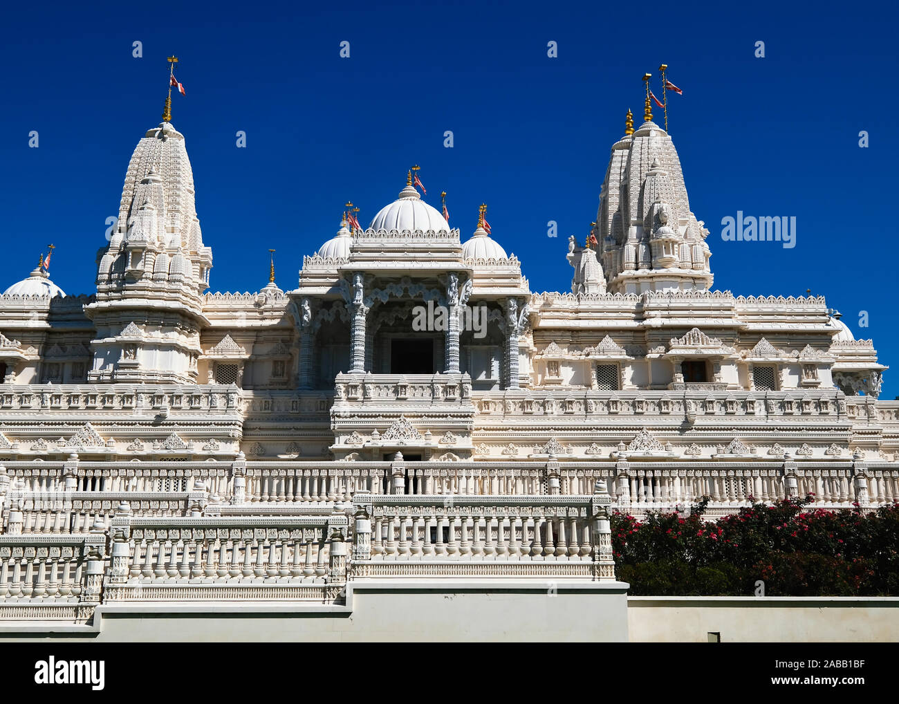 View of a white marble hindu temple Stock Photo - Alamy