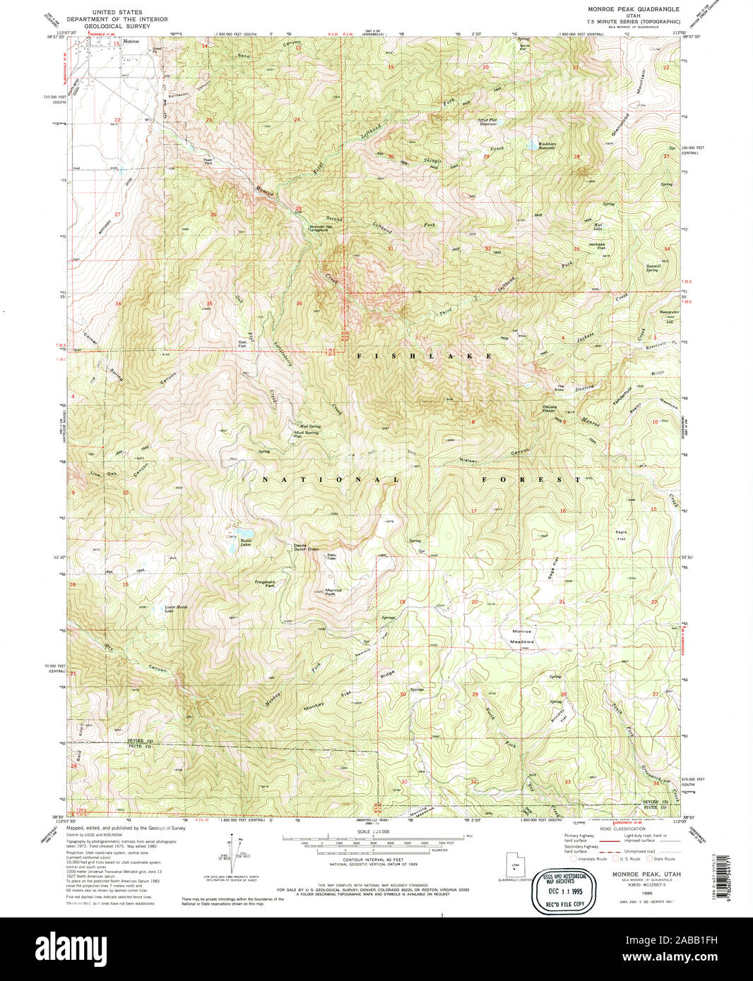 UT Monroe Peak 250647 1980 24000 Restoration Stock Photo - Alamy