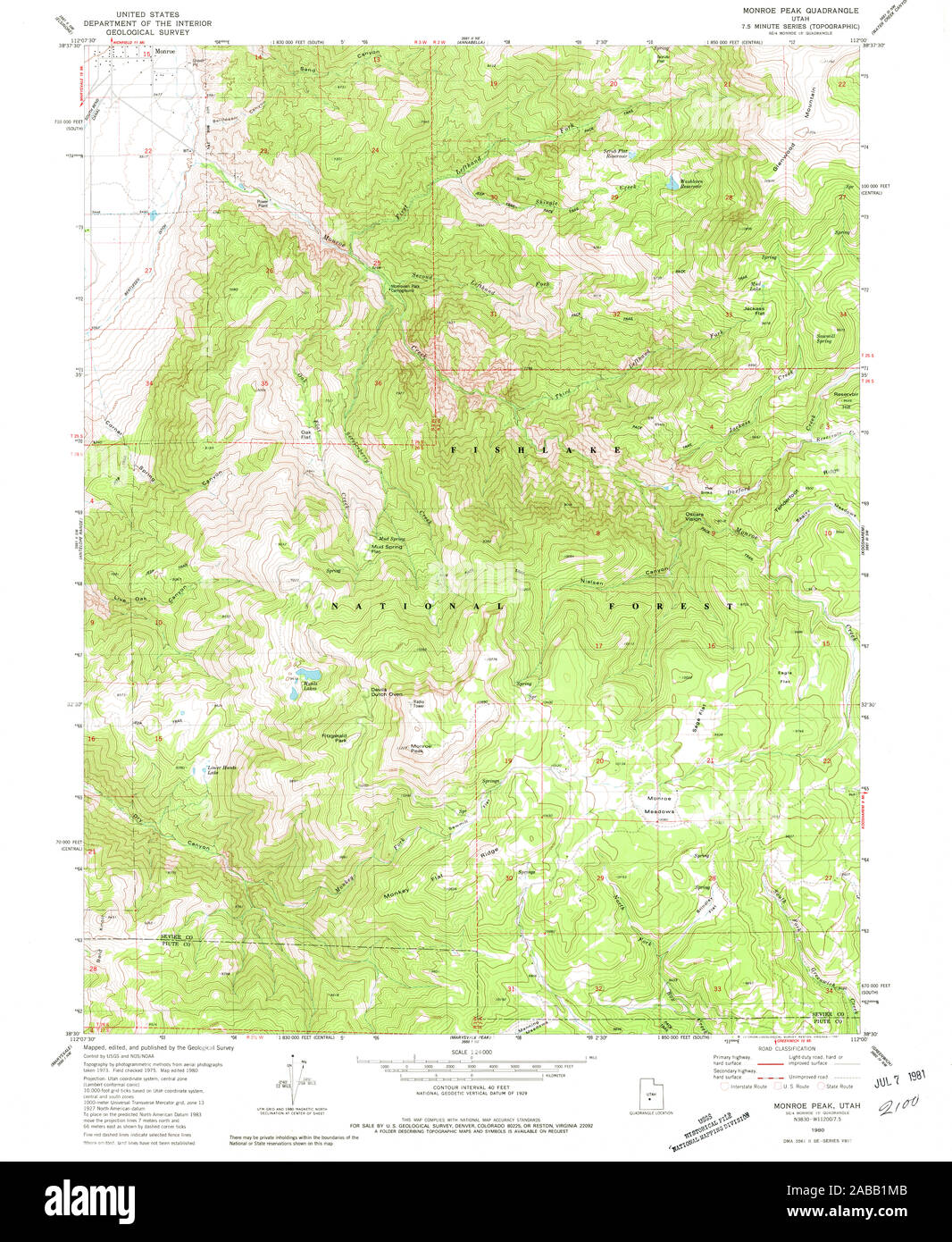 UT Monroe Peak 250648 1980 24000 Restoration Stock Photo - Alamy