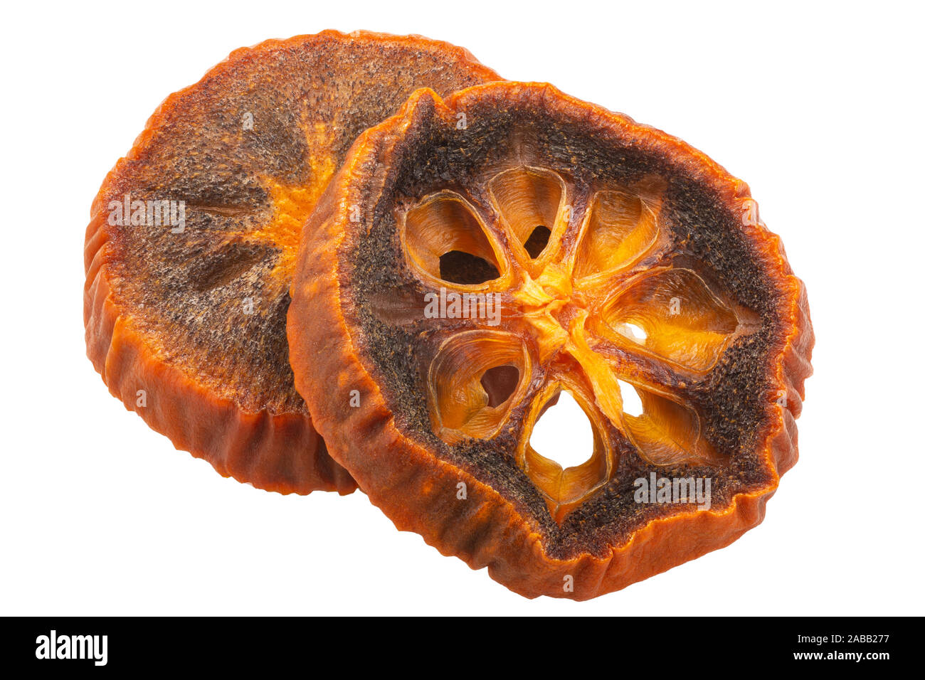 Dried persimmon slices isolated on white. Sundried and sliced Diospyros ...