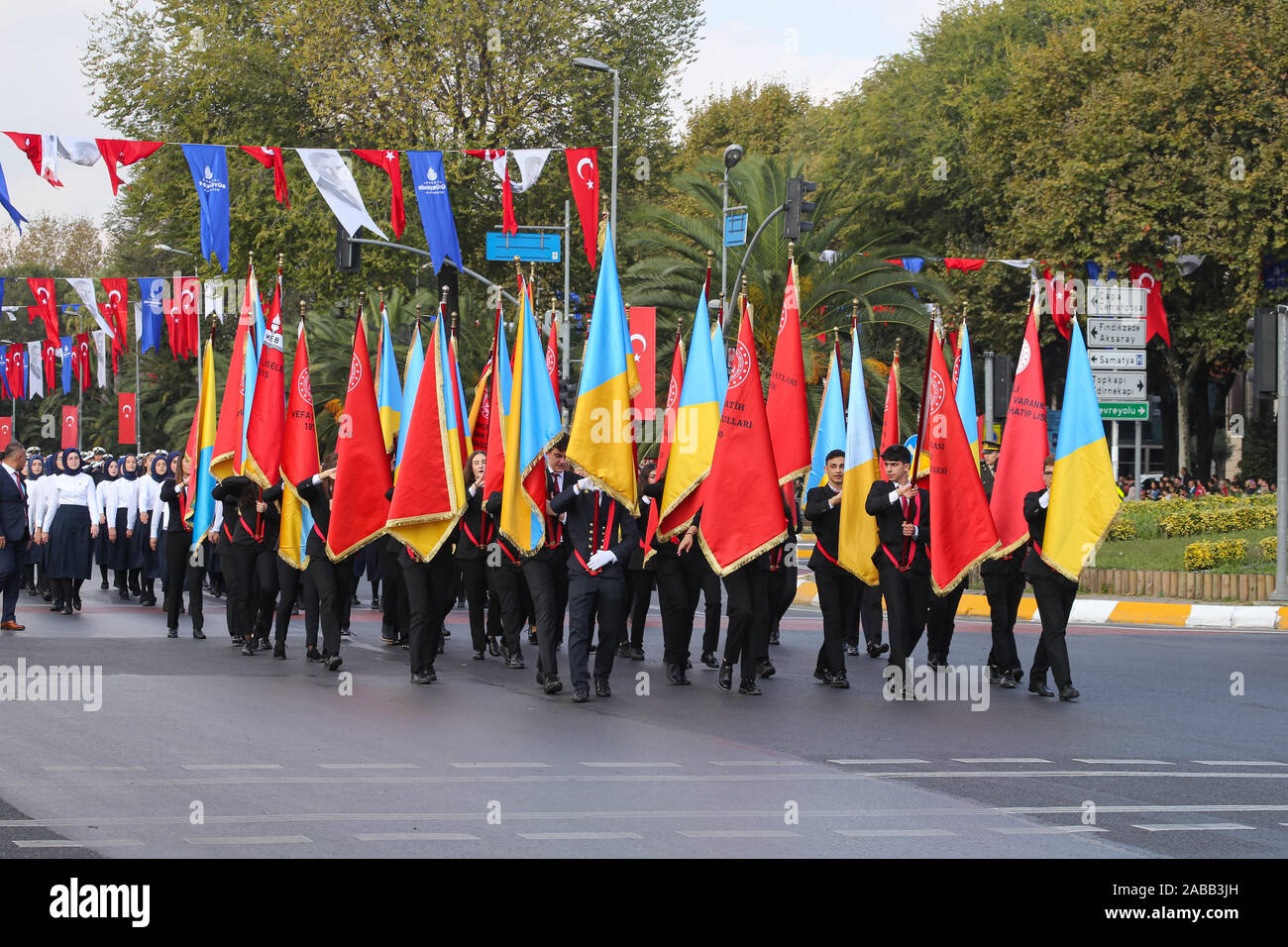 ISTANBUL, TURKEY - OCTOBER 29, 2019: Students march during 29 October ...