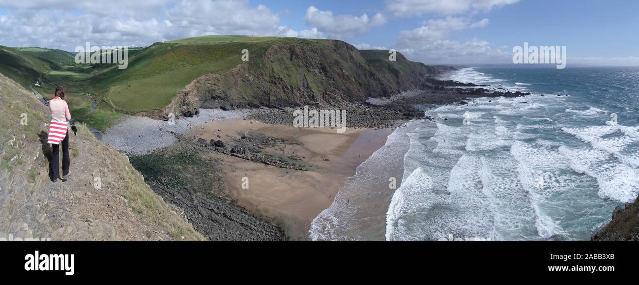North Devon Coast Duckpool Cliffs Walking Stock Photo - Alamy