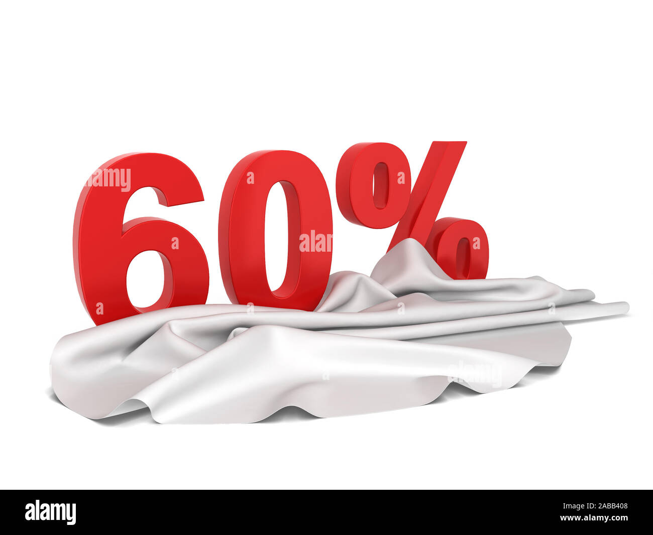 Discount sign with cloth cover. 3d illustration isolated on white ...