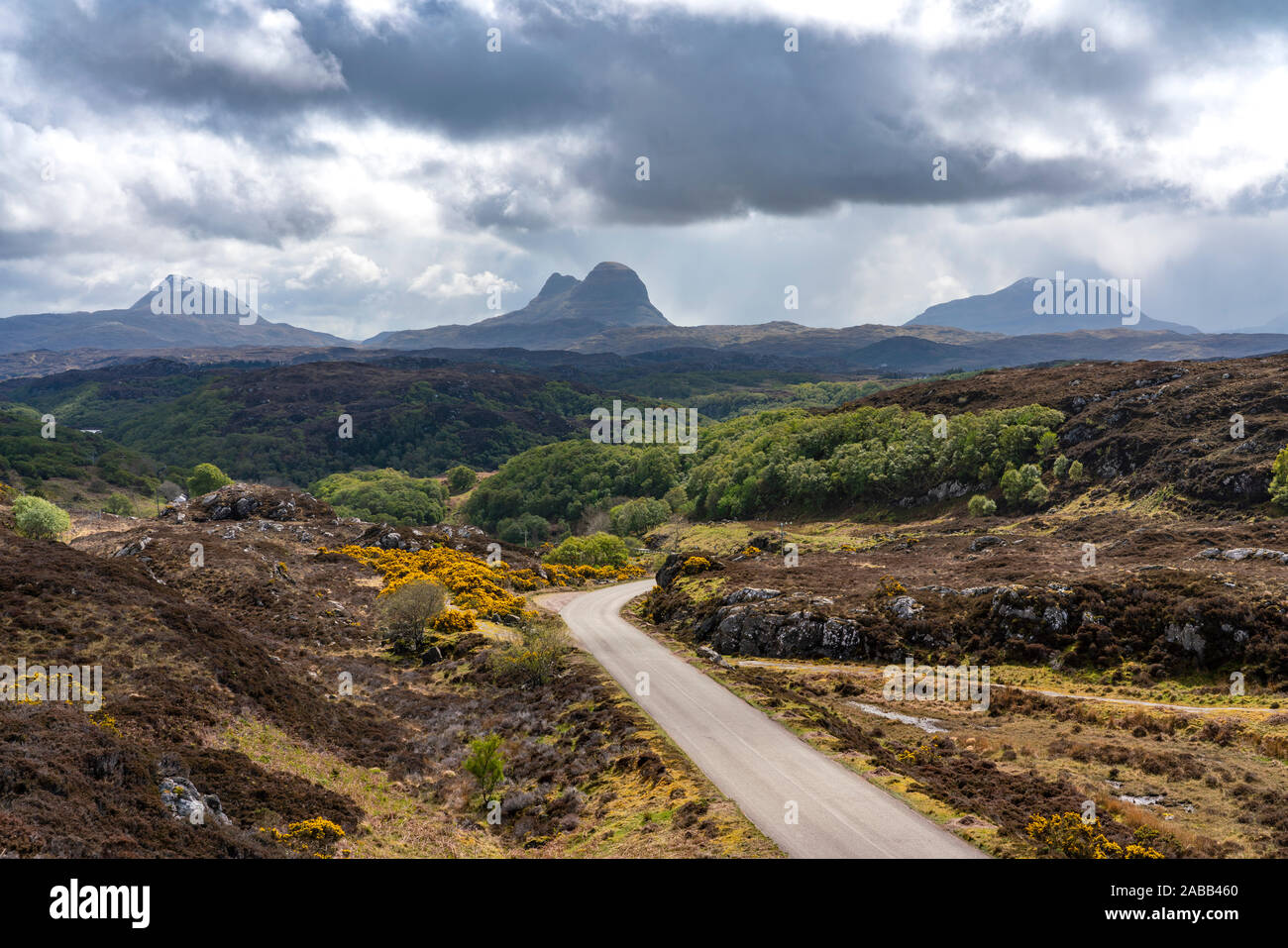 Mountains (l to r) Canisp, Suilven and Cul Mor in Inverpolly and the ...