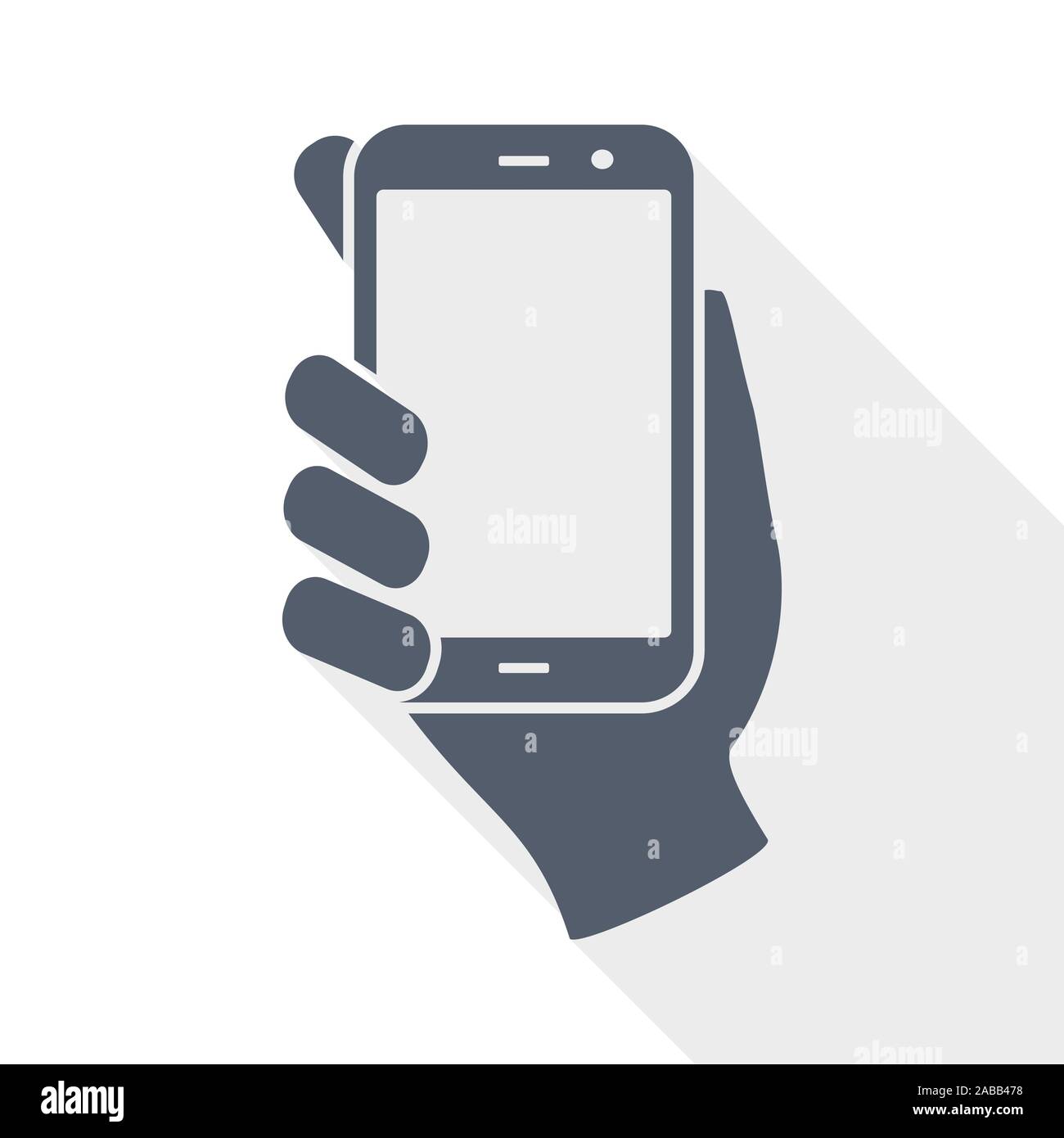 Smartphone in hand flat vector icon, mobile phone concept illustration ...