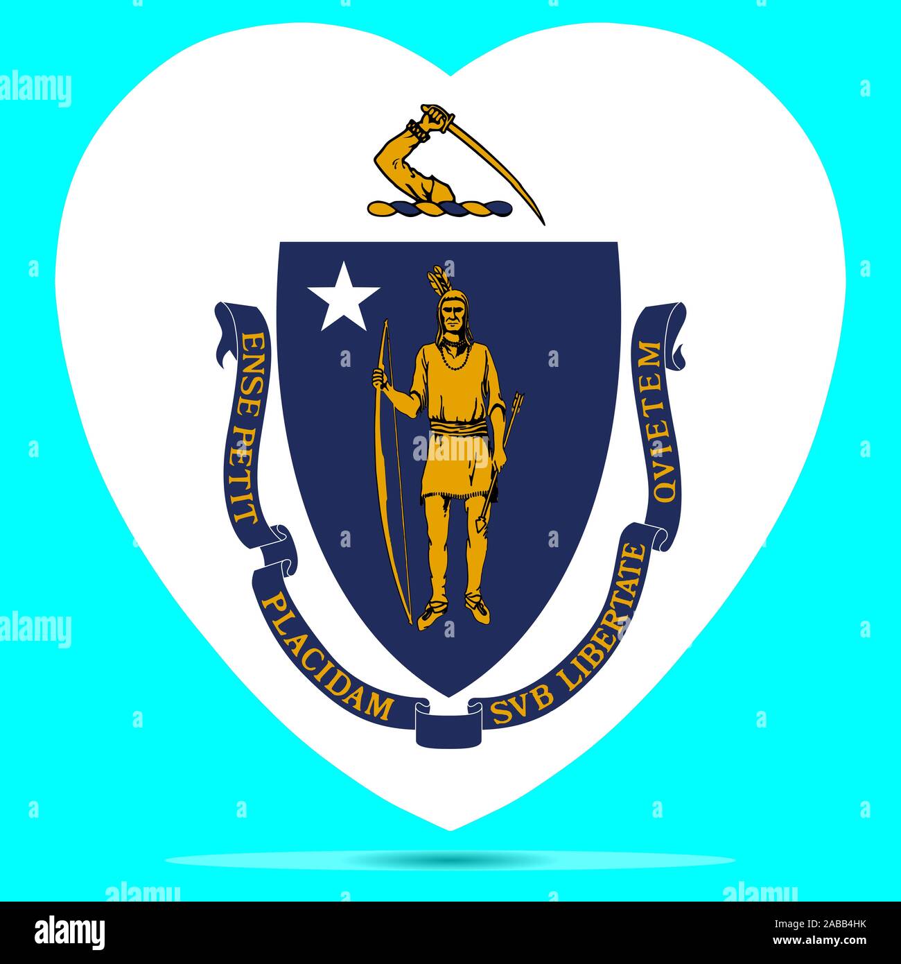 Massachusetts Flag In Heart Shape Vector illustration Eps 10 Stock ...