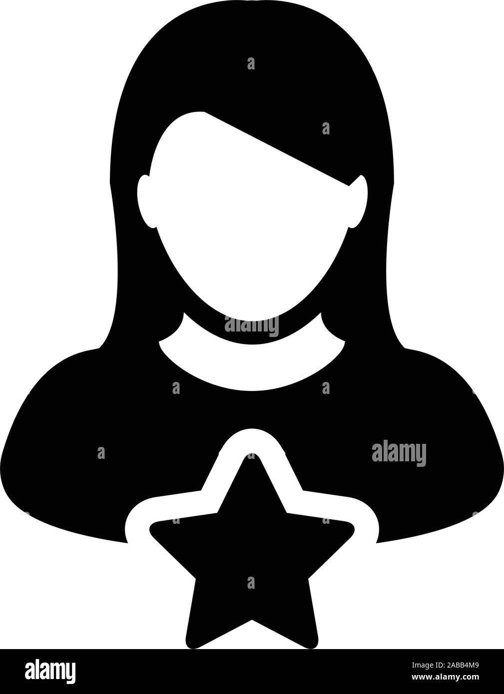 Feedback icon vector with star female user person profile avatar symbol ...