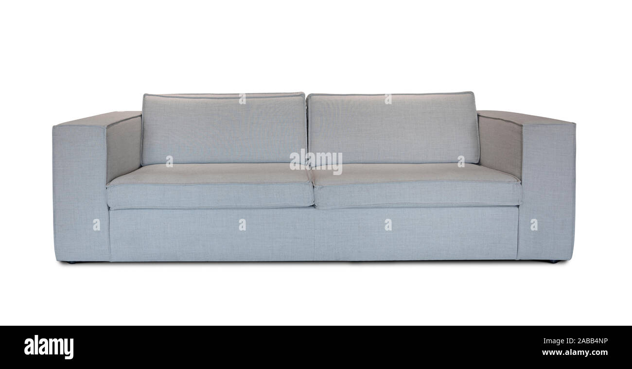 Front view beige couch on white Stock Photo - Alamy