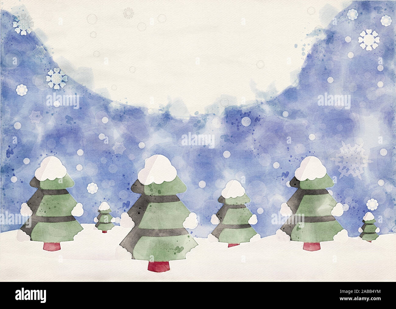 Lovely Christmas watercolor winter background Stock Photo - Alamy