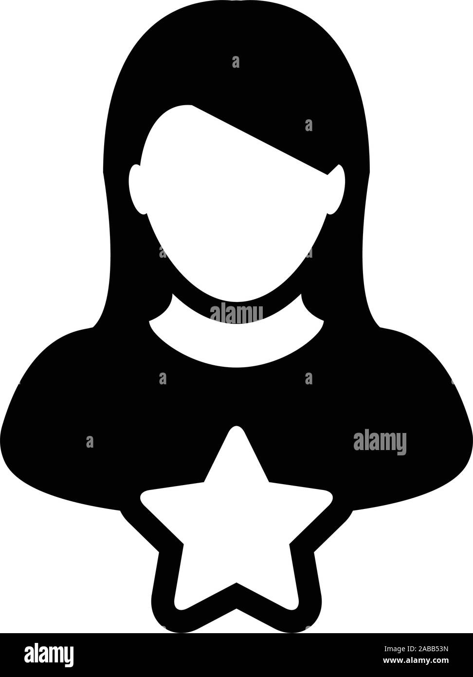 Loyalty icon vector with star female user person profile avatar symbol ...