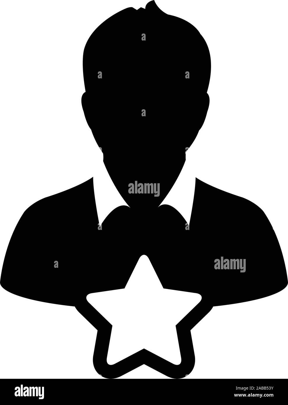 Loyalty icon vector with star male user person profile avatar symbol ...
