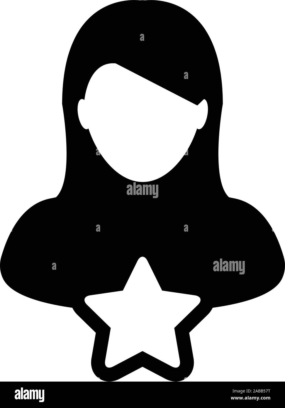 Favorite icon vector with star female user person profile avatar symbol ...