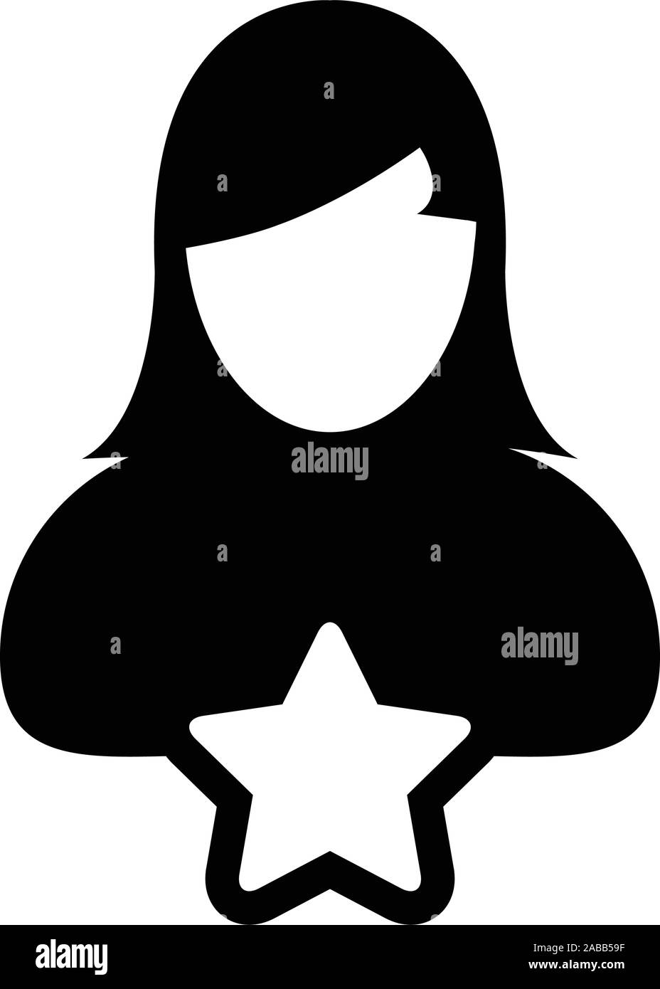 Review icon vector with star female user person profile avatar symbol ...