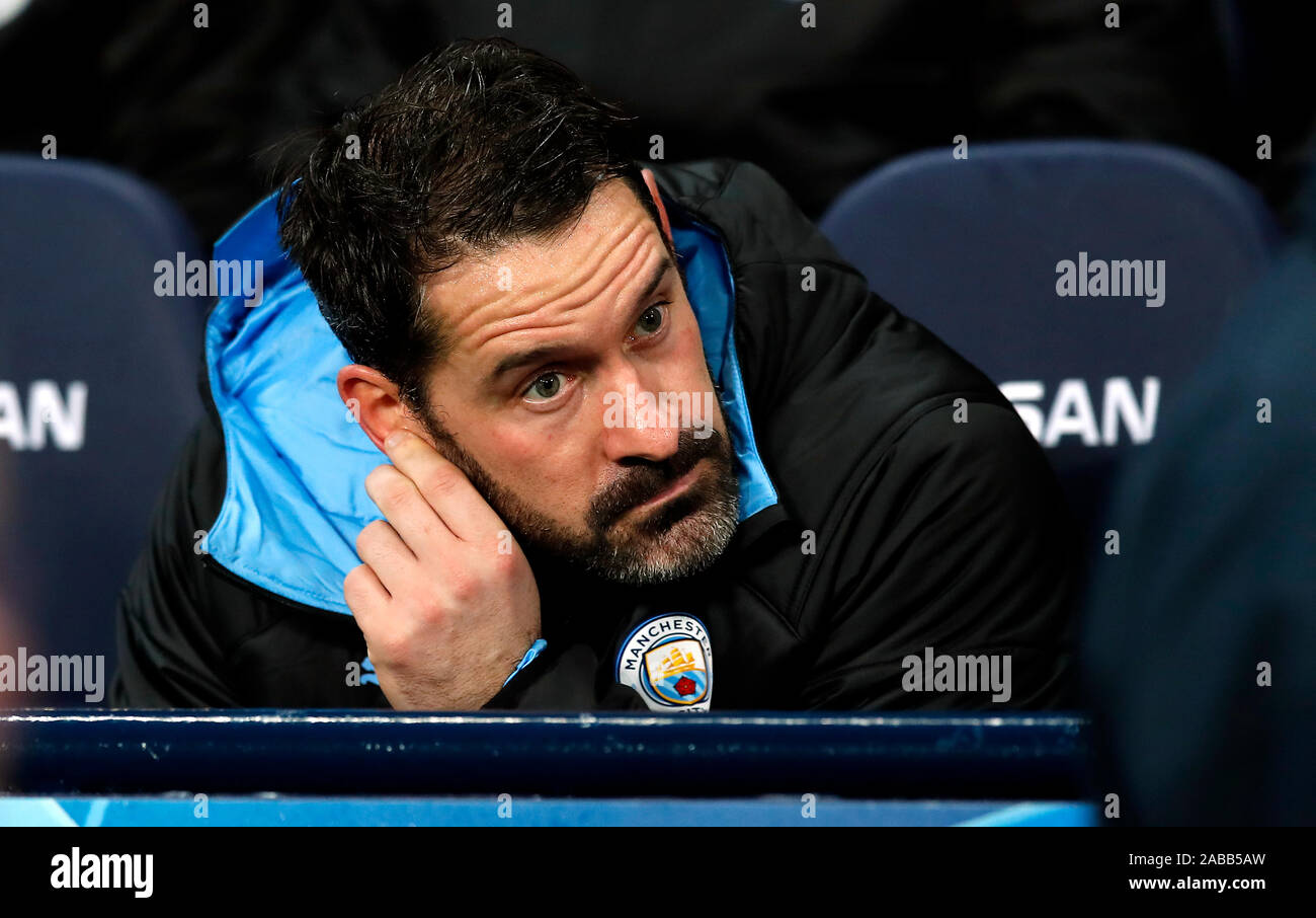 Manchester City goalkeeper Scott Carson on the bench during the UEFA ...