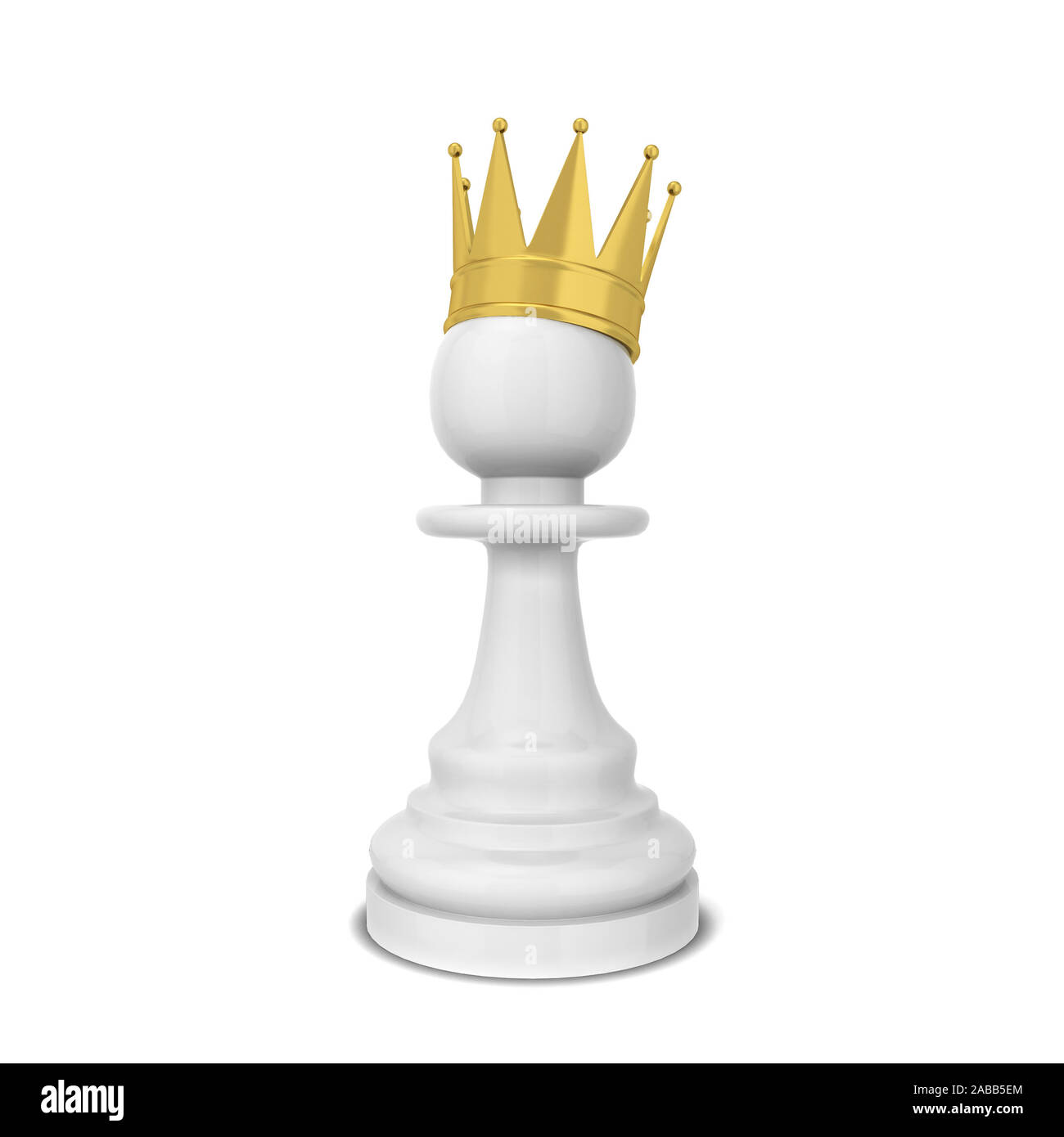 Chess pawn with a crown. 3d illustration isolated on white background ...