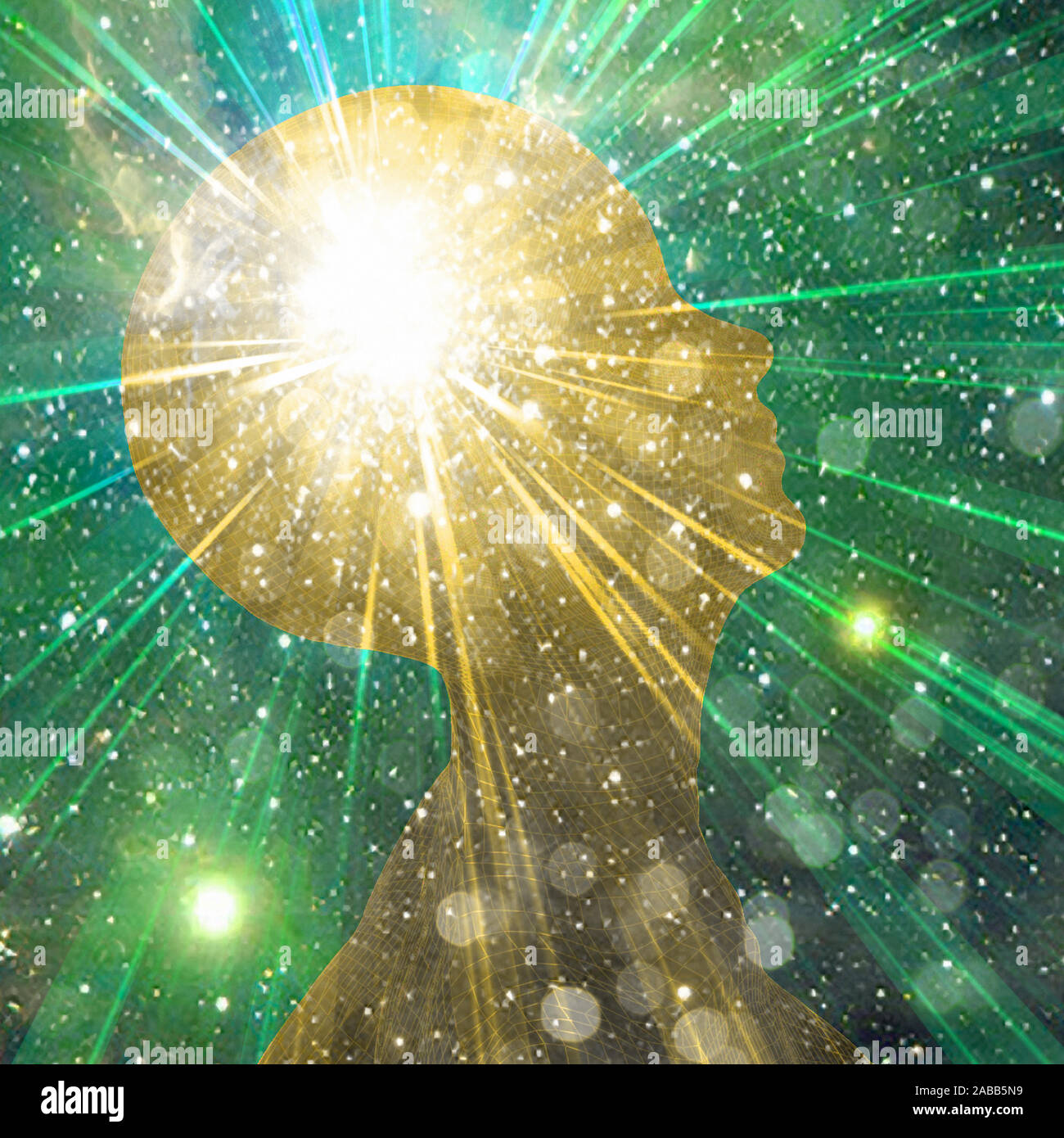 Shining mind. Rays of light Stock Photo - Alamy
