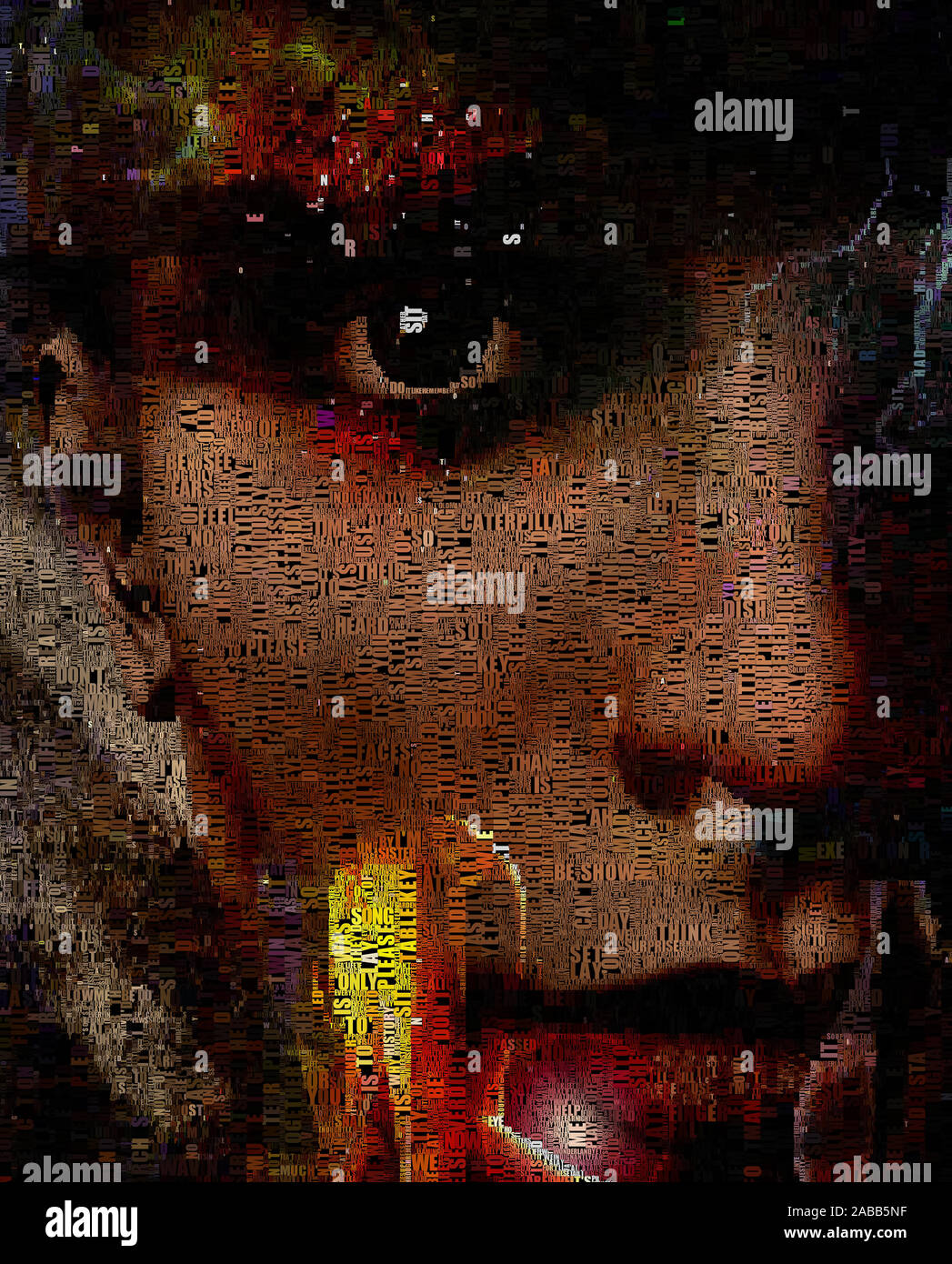 The face. Surreal art. Image composed entirely of words Stock Photo - Alamy