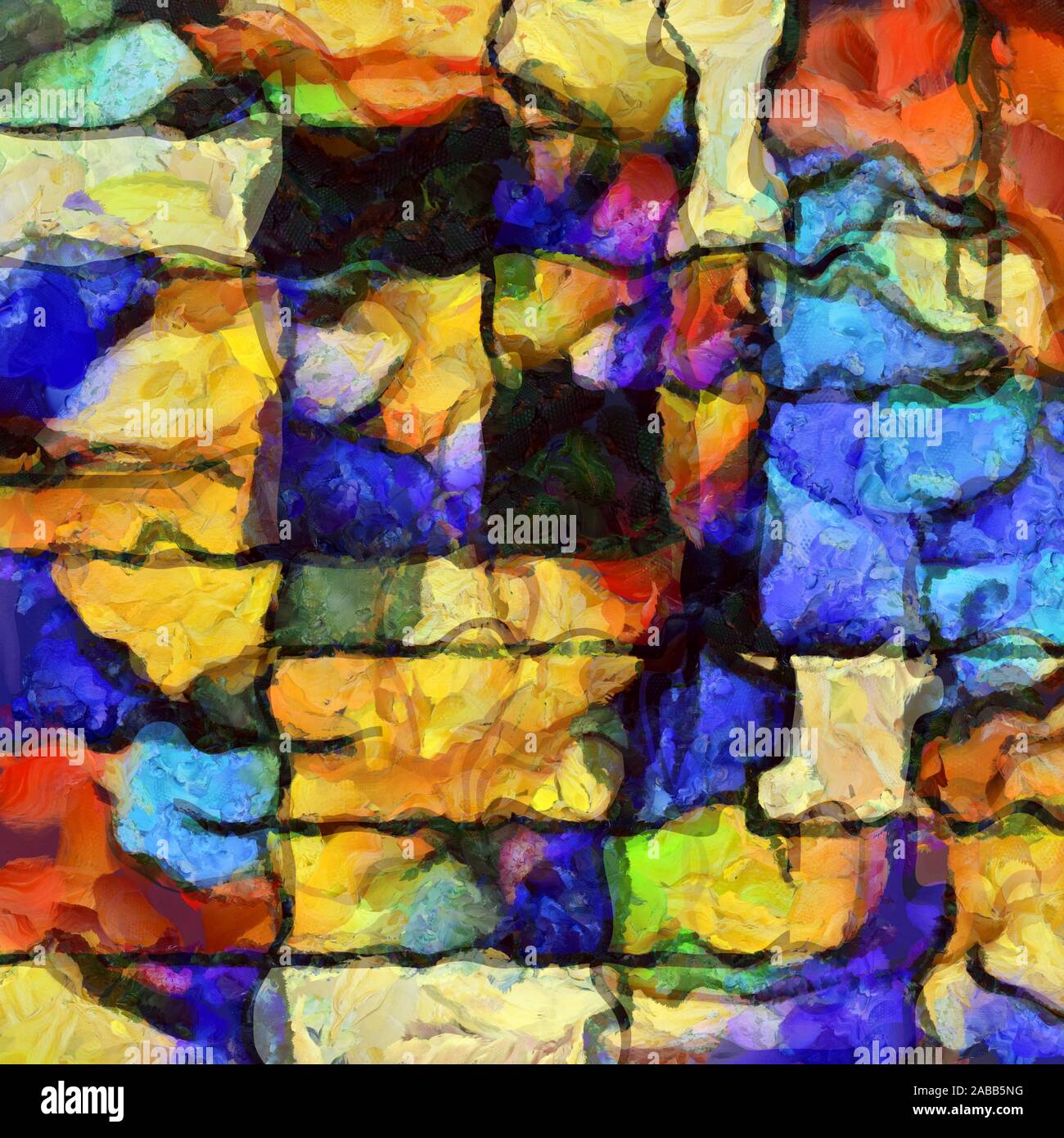 Colorful Abstract Painting. Geometric Forms Stock Photo - Alamy