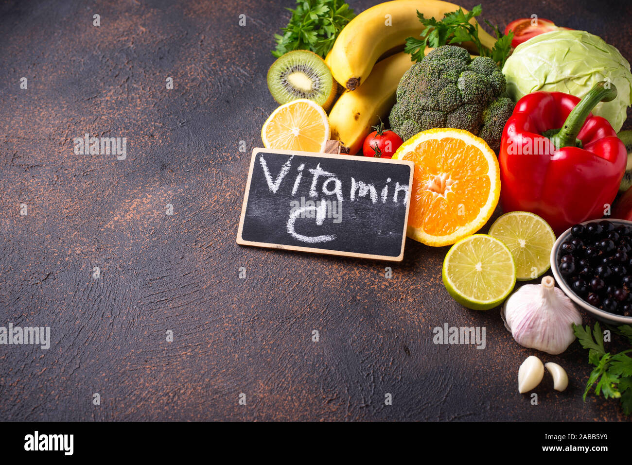 Food containing vitamin C. Healthy eating Stock Photo - Alamy