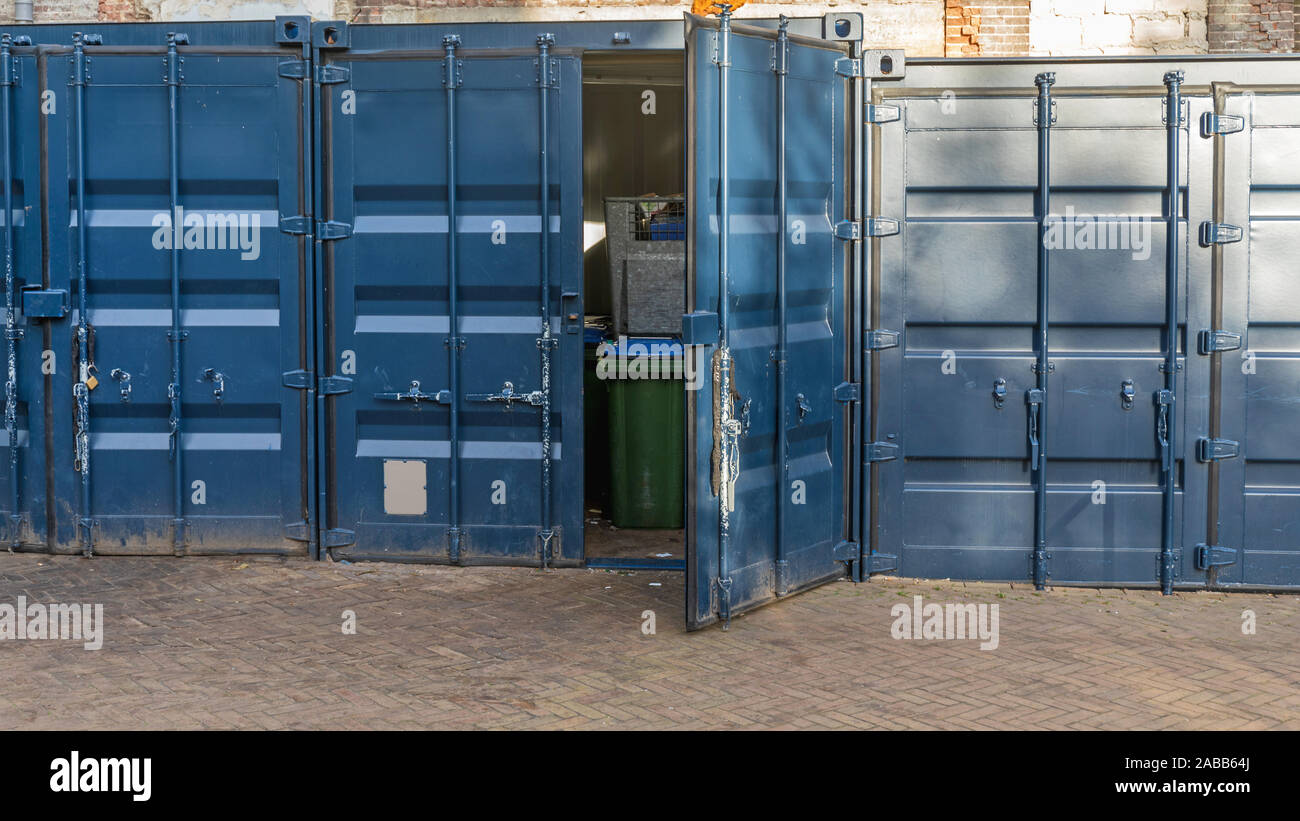 Open Door at Cargo Container Temporary Storage Unit Stock Photo - Alamy