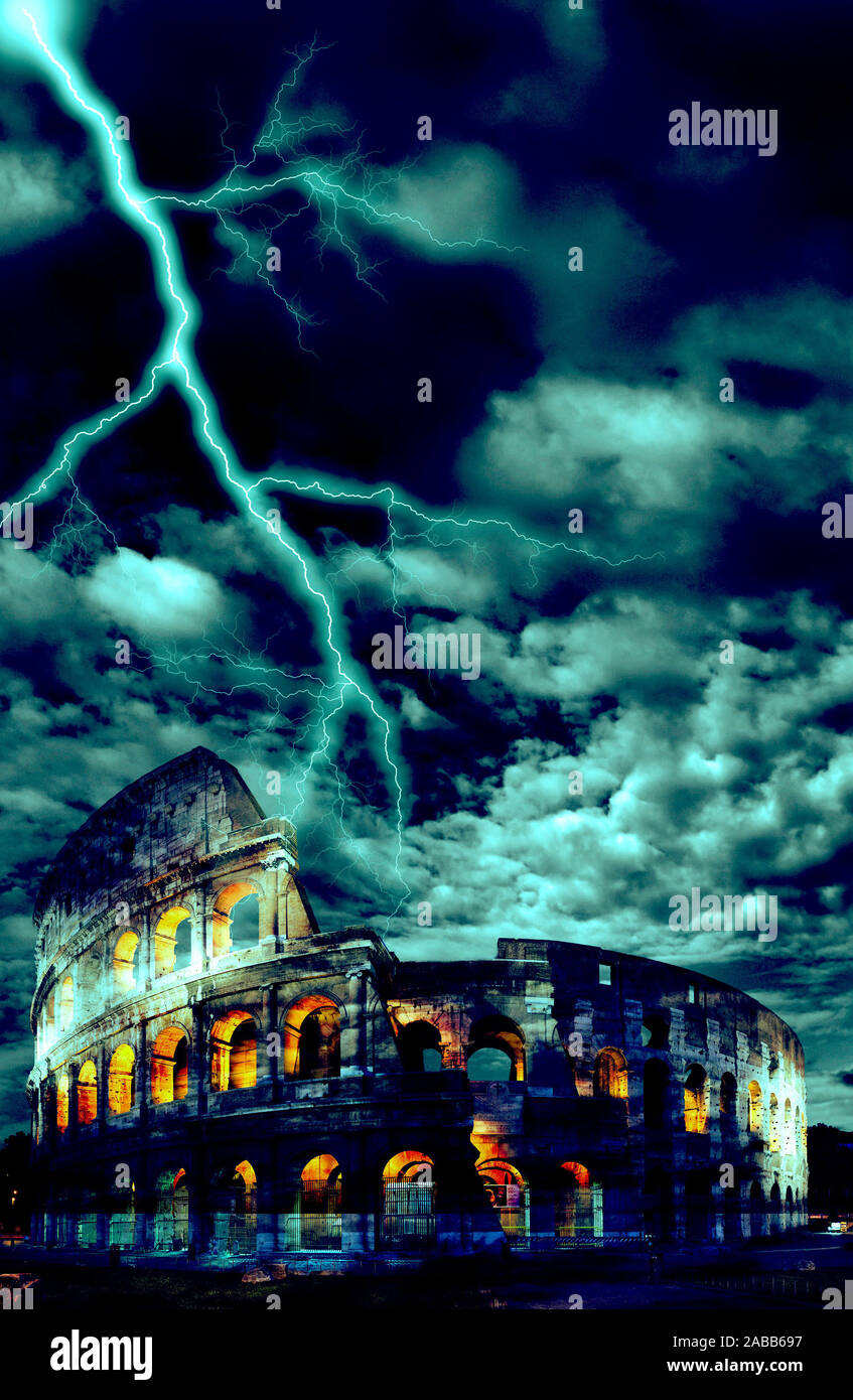 lightning over the Colosseum in Rome Stock Photo - Alamy
