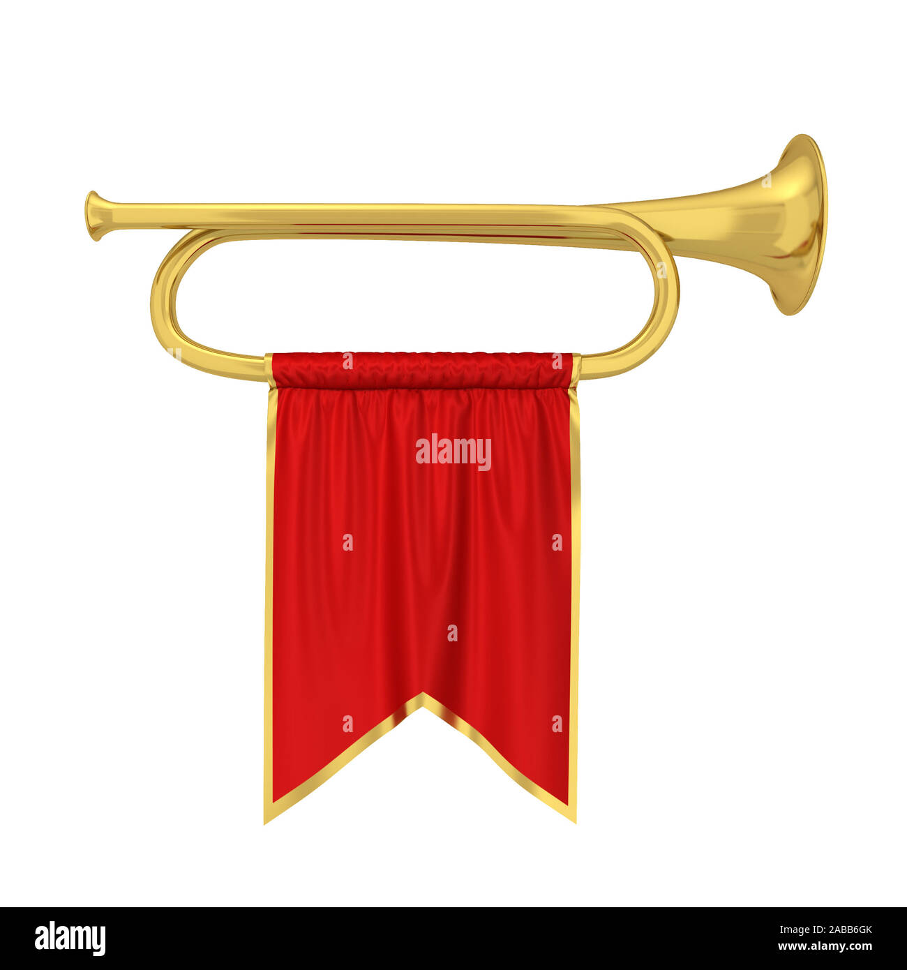 Trumpet with banner. 3d illustration isolated on white background Stock ...
