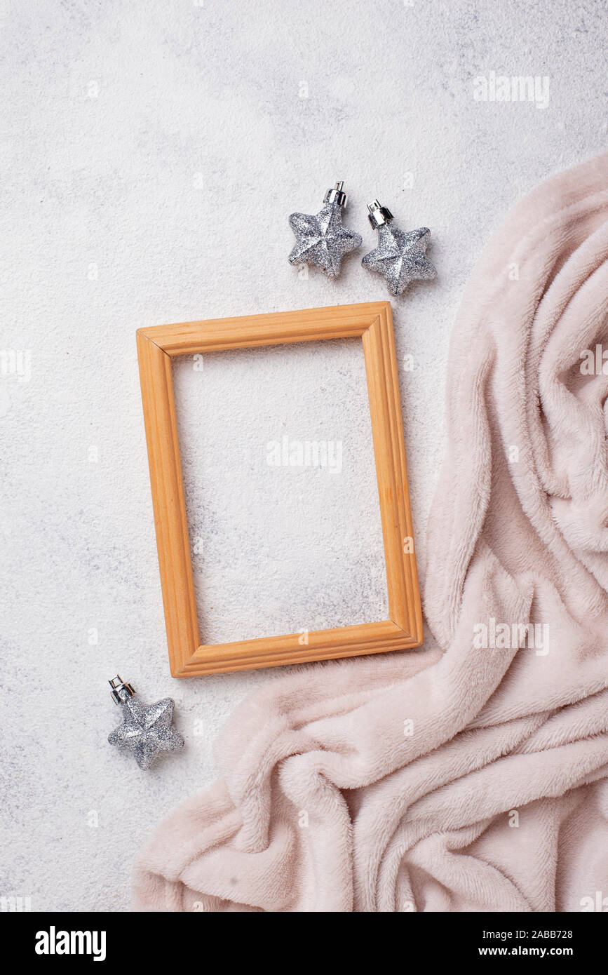 Wooden frame on light background Stock Photo - Alamy