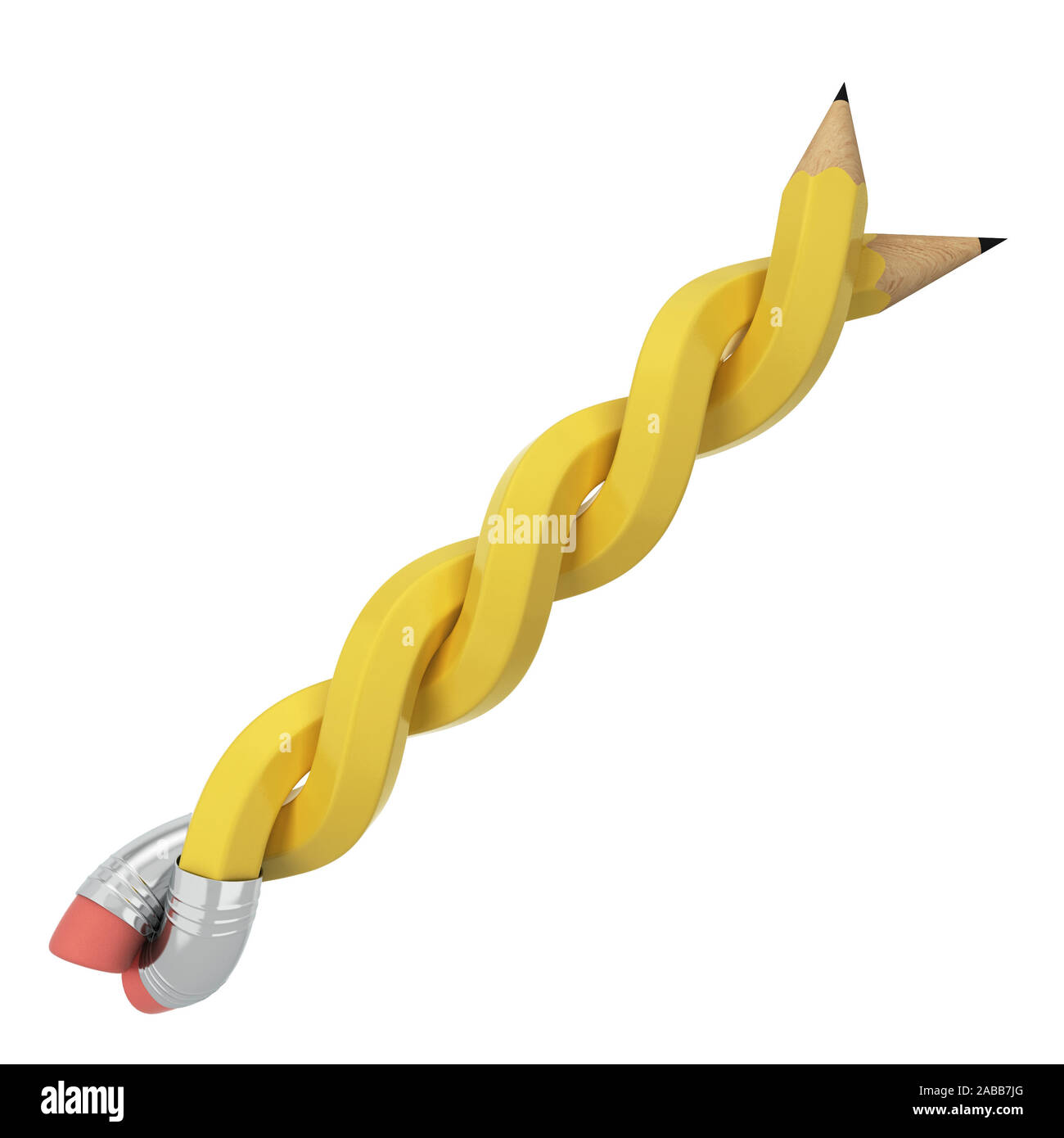 Twisted pencils. 3d illustration isolated on white background Stock ...