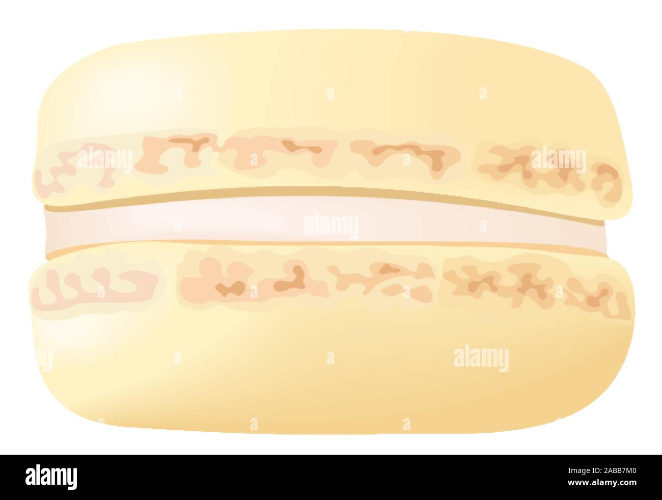 Cute yellow lemon macaroon. Cake macaron with cream. Vector ...