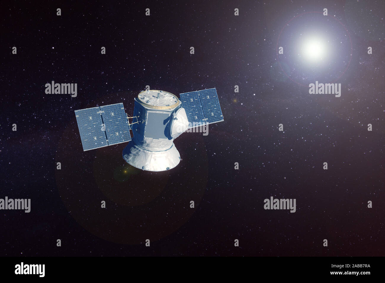 Space telescope in a dark, free space. Elements of this image were ...