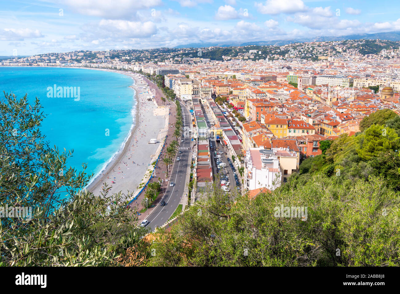 View from the Castle Hill Park of the Bay of Angels, Promenade des ...