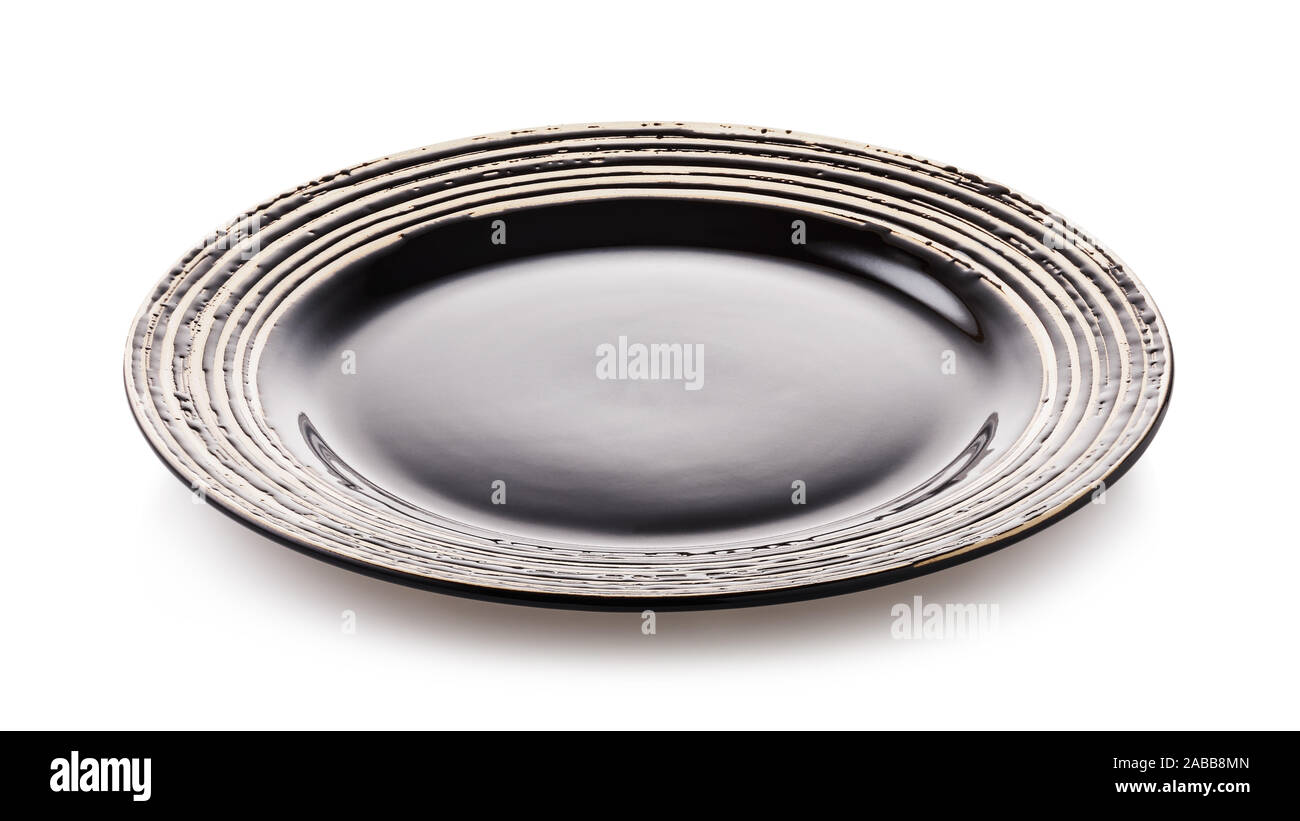 Side view ceramic plate for dessert dishes isolated on white background ...