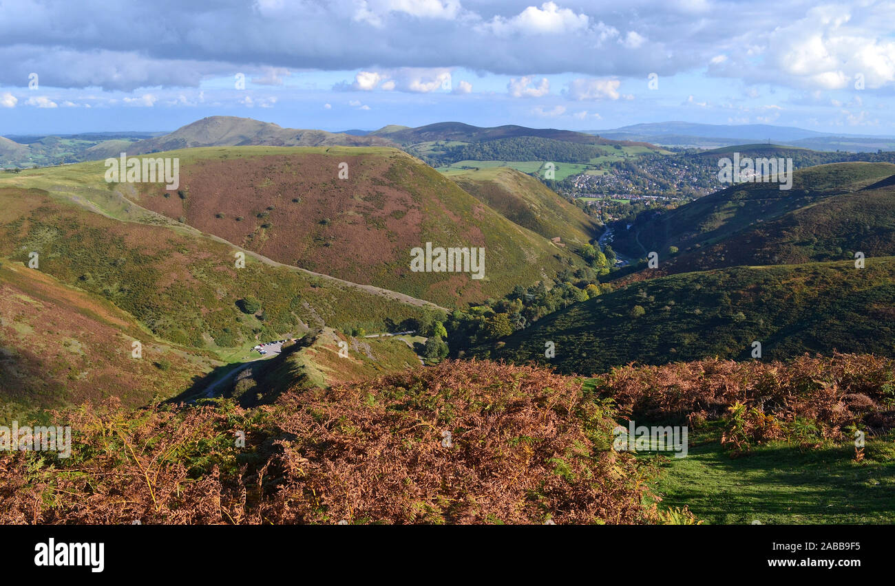 View of the Shropshire Hills, from Carding Mill Valley to the Long Mynd ...