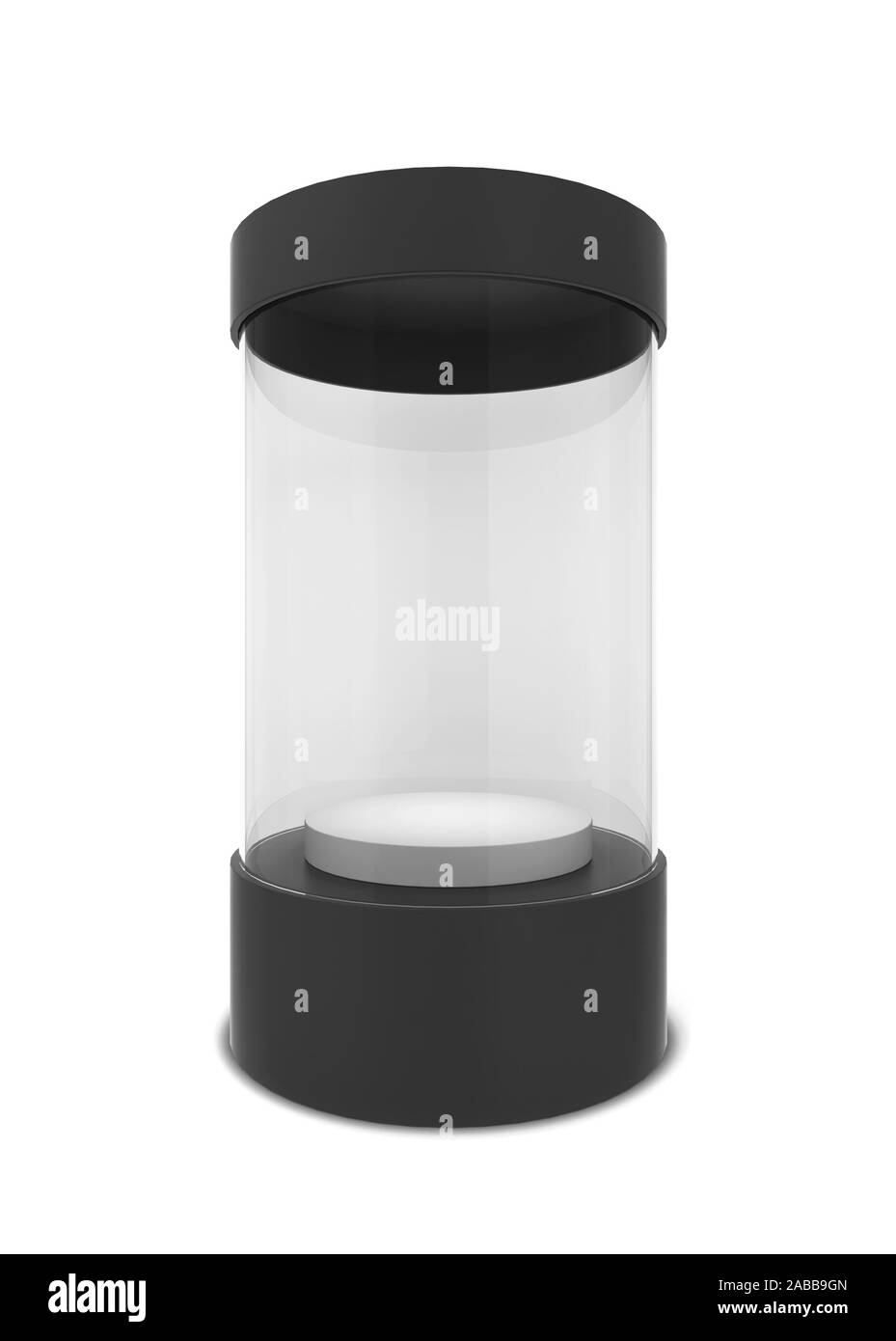 Cylinder showcase. 3d illustration isolated on white background Stock ...