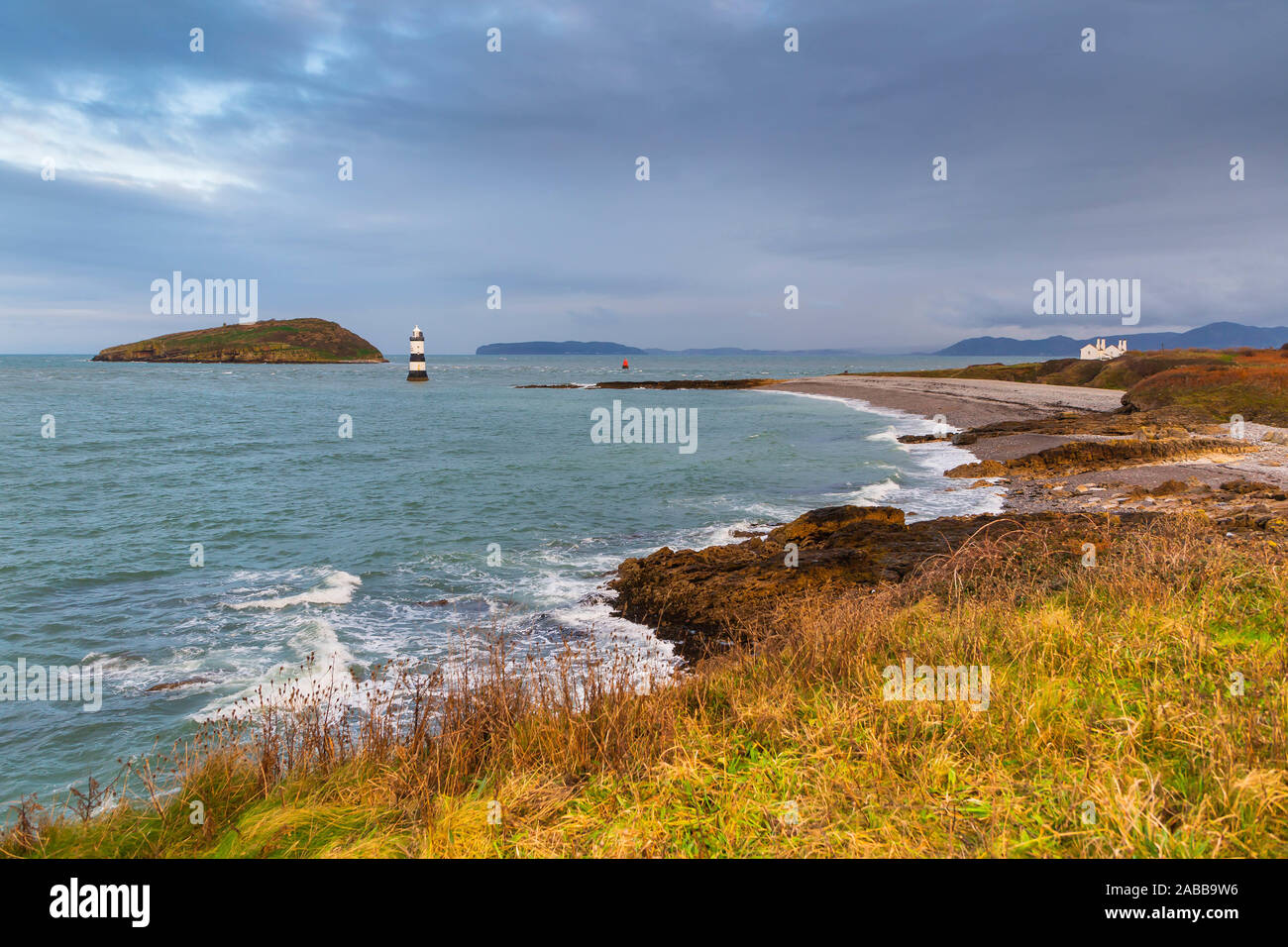 Penmon Lighthouse (Trwyn Du Lighthouse) on the eastern extremity of ...
