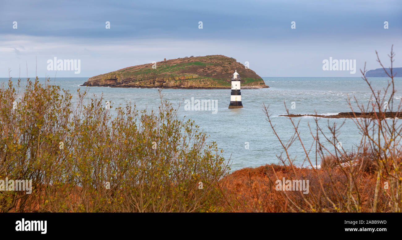 Penmon Lighthouse (Trwyn Du Lighthouse) on the eastern extremity of ...
