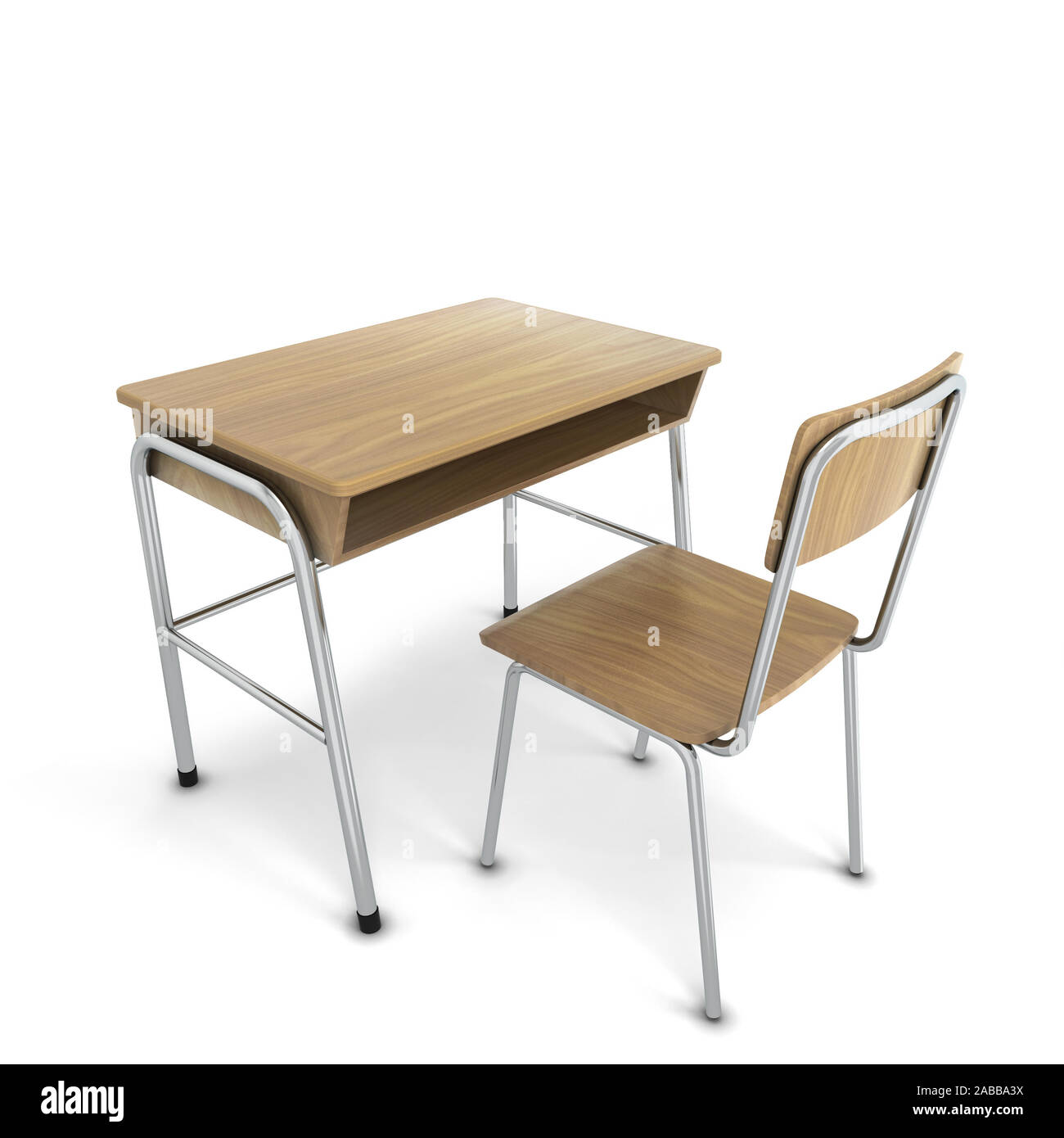 School desk with chair. 3d illustration isolated on white background ...