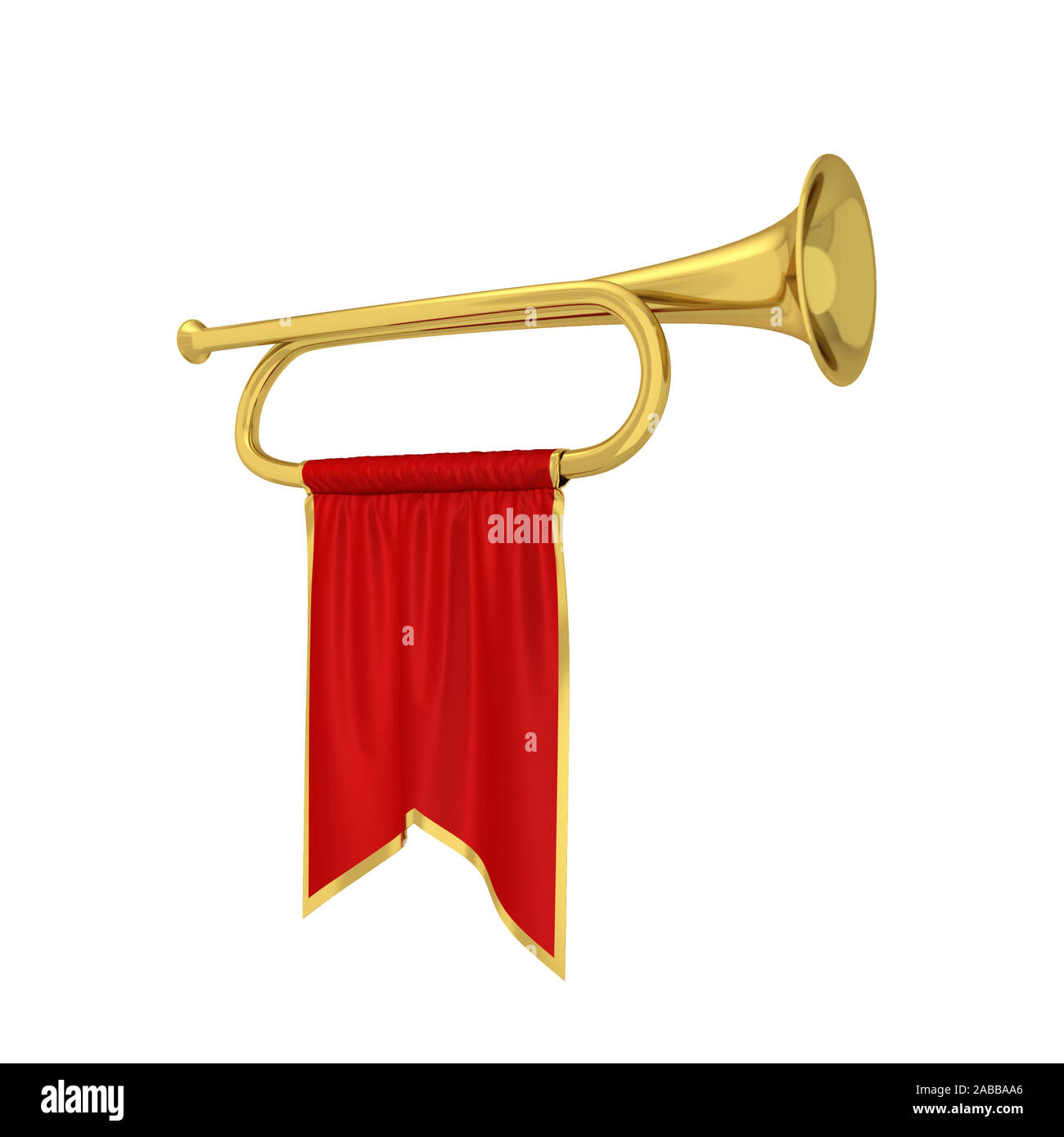 Trumpet with banner. 3d illustration isolated on white background Stock ...