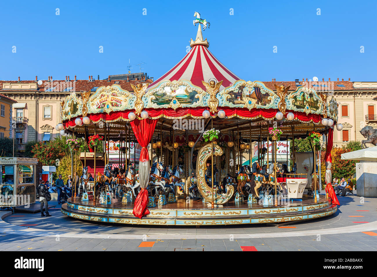 Merry go round on city square during famous annual White Truffle ...