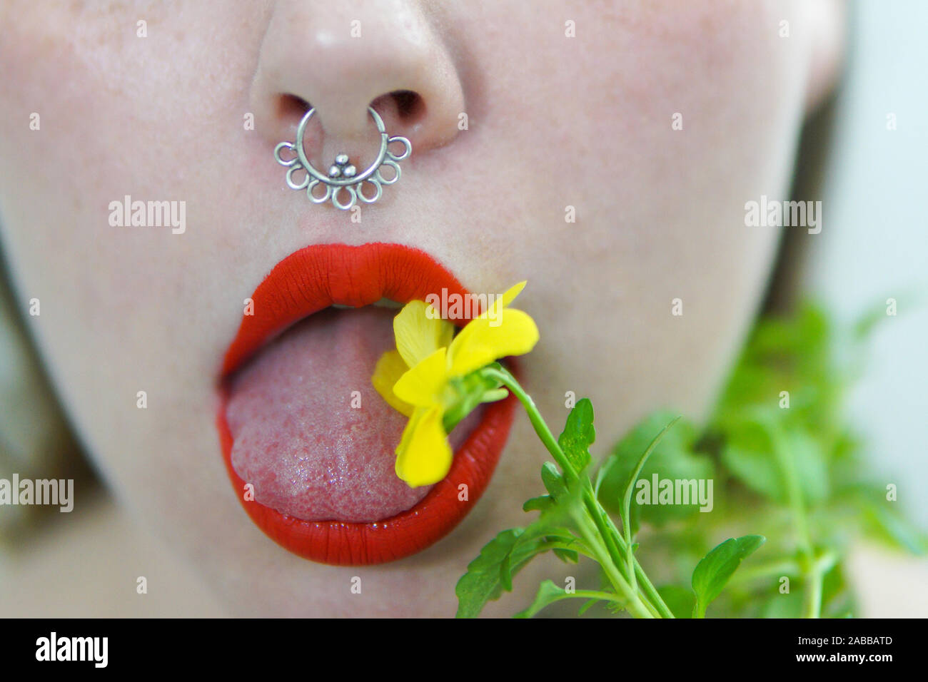 Person eating close up mouth hi-res stock photography and images - Alamy