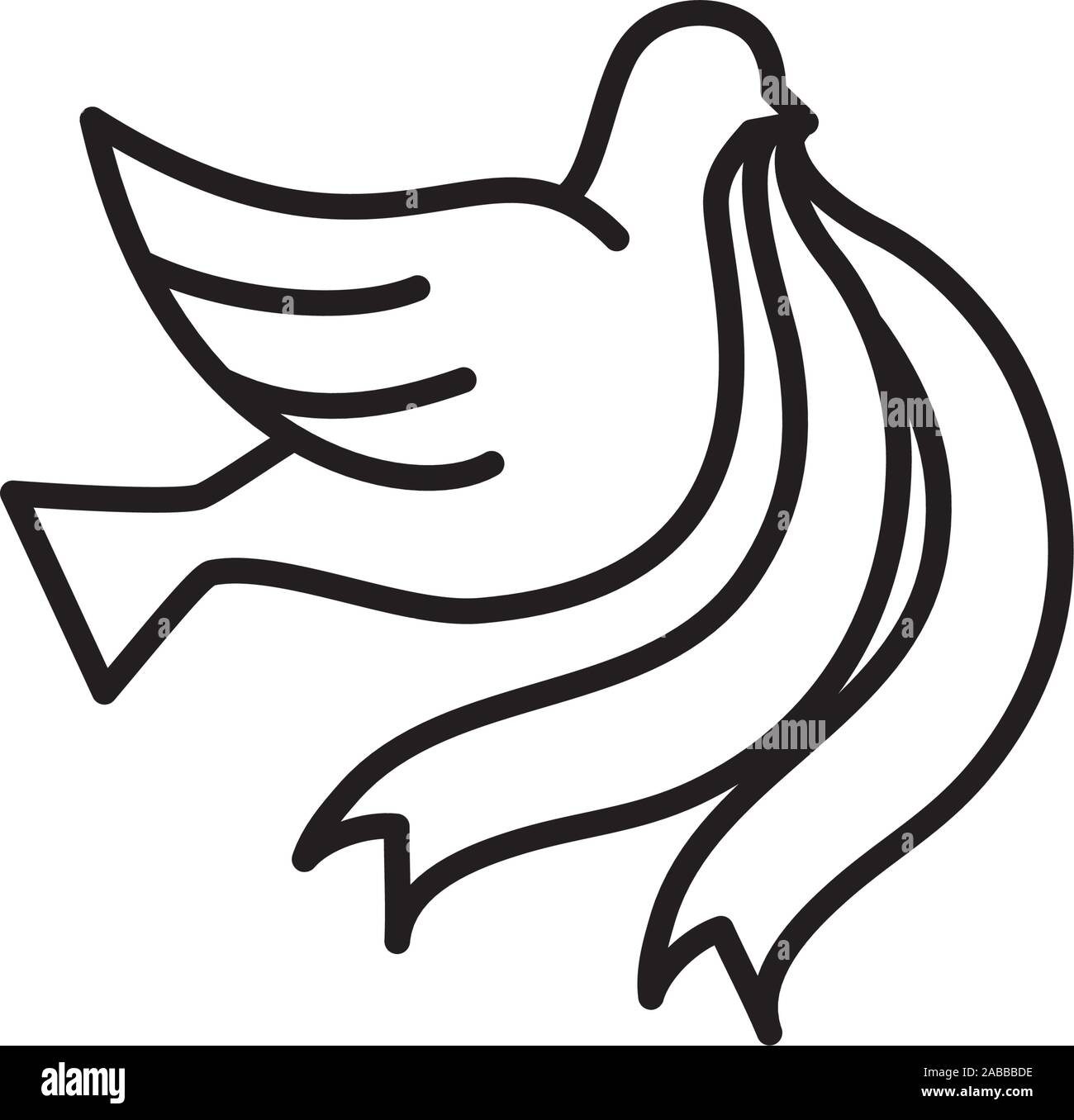 dove with ribbon line style vector illustration design Stock Vector ...