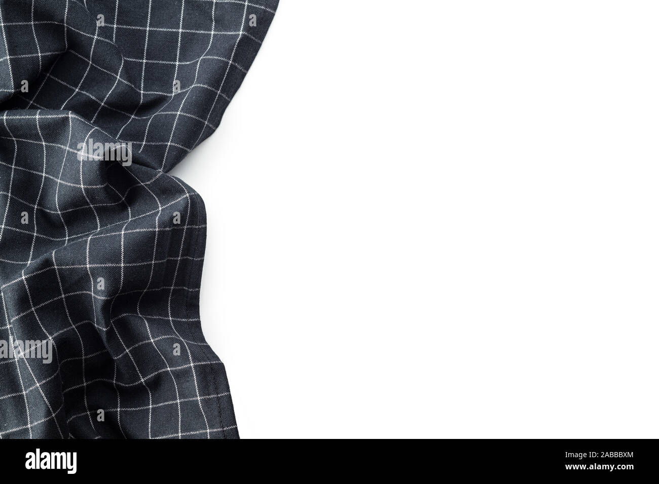 Black tablecloth over white background. Top view of tablecloth border ...