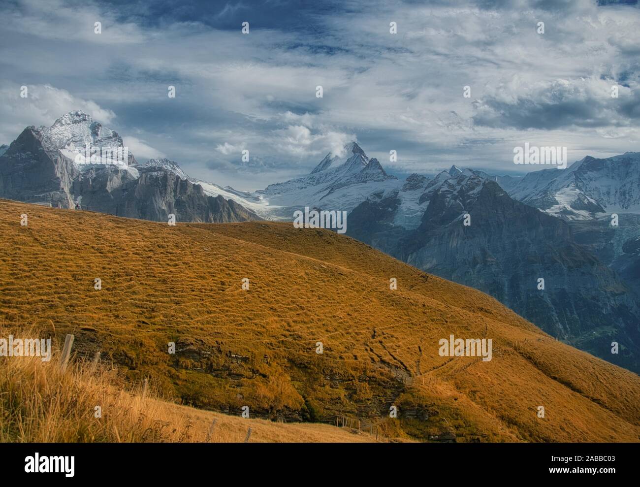 Mountain landscape view from Mt First, Grindelwald, Switzerland Stock ...