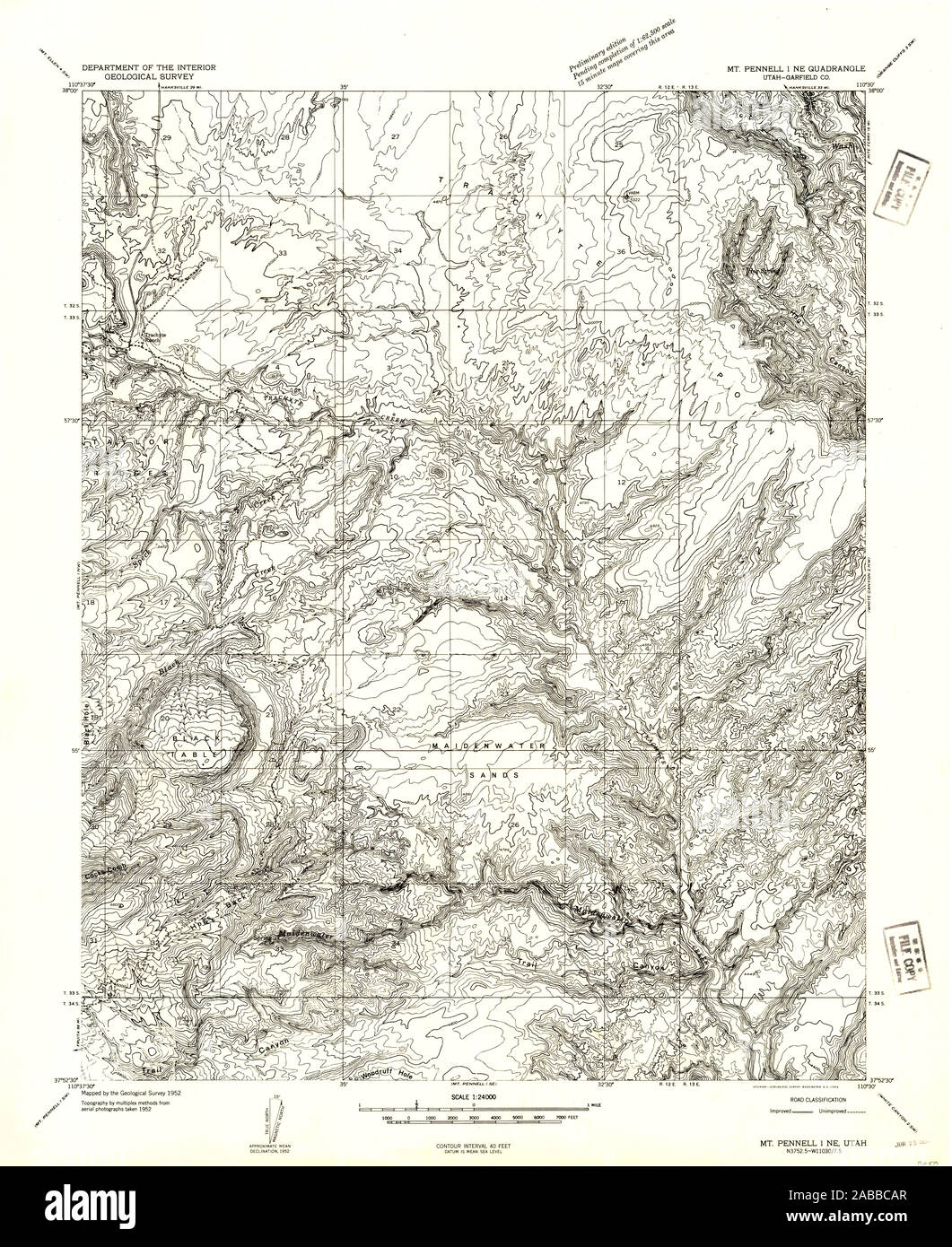 UT Mt Pennell 1 NE 250829 1952 24000 Restoration Stock Photo - Alamy
