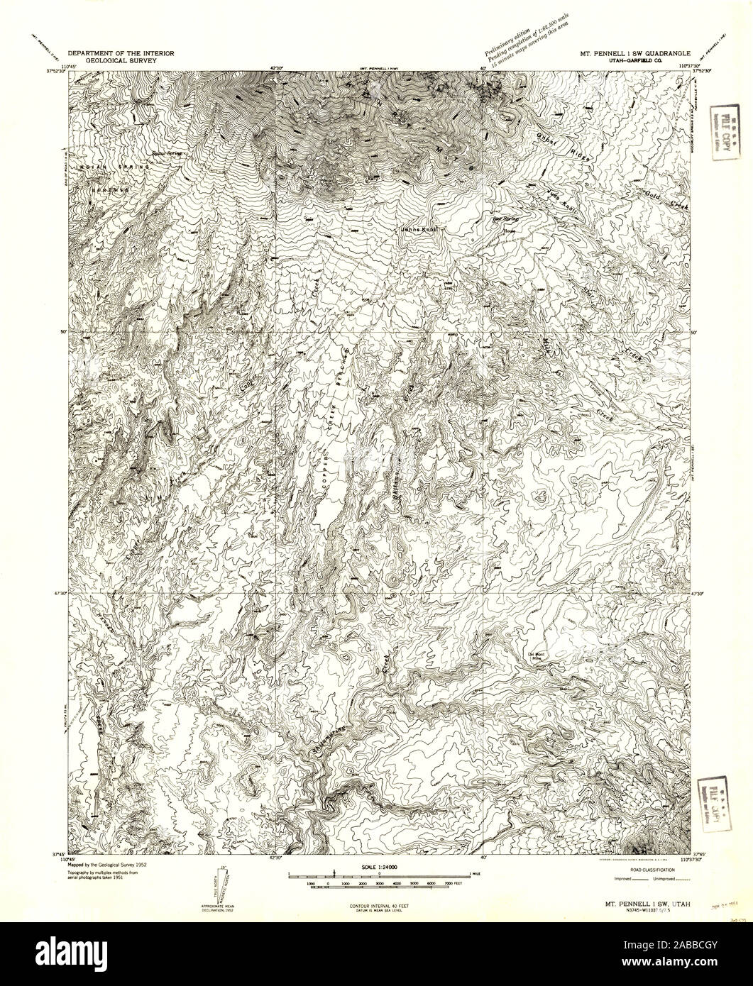 UT Mt Pennell 1 SW 250832 1952 24000 Restoration Stock Photo - Alamy