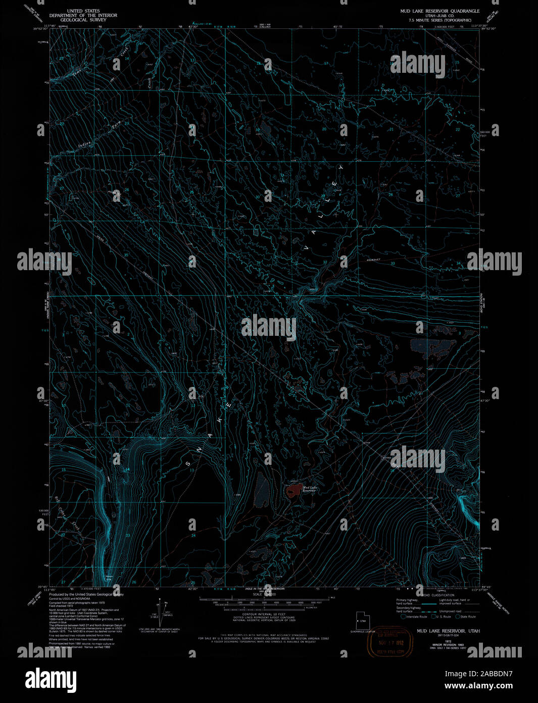 UT Mud Lake Reservoir 250882 1972 24000 Inverted Restoration Stock ...