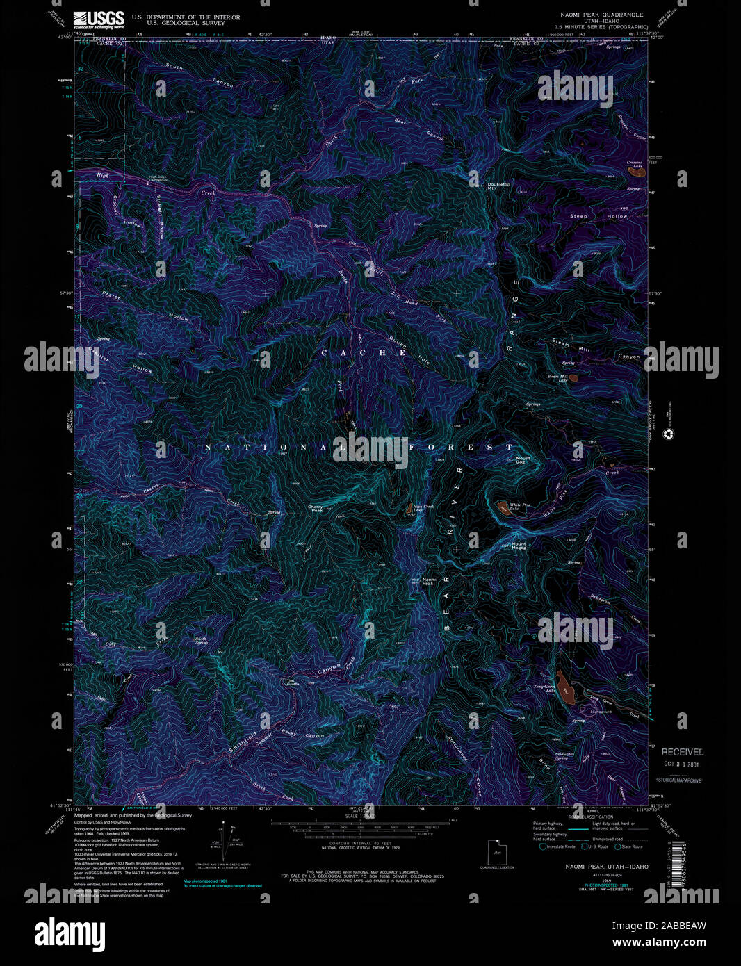 UT Naomi Peak 250897 1969 24000 Inverted Restoration Stock Photo - Alamy