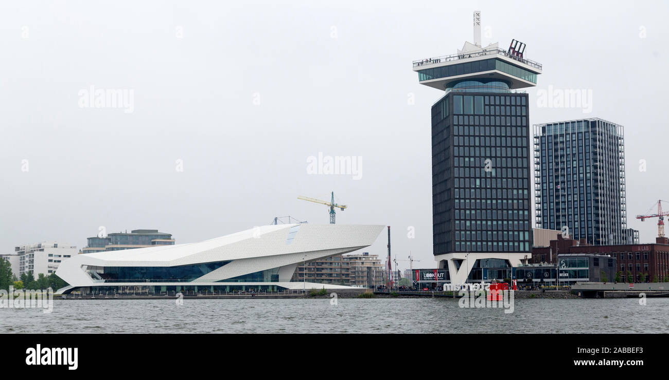 The Eye Film Museum and A'dam Tower in Amsterdam, the Netherlands, The ...