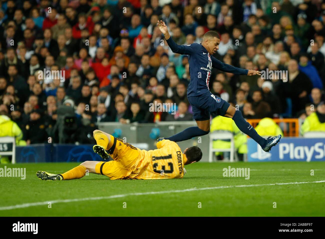Madrid, Spain. 26th Nov, 2019. KYLIAN MBAPPE AND THIBAUT COURTOIS ...