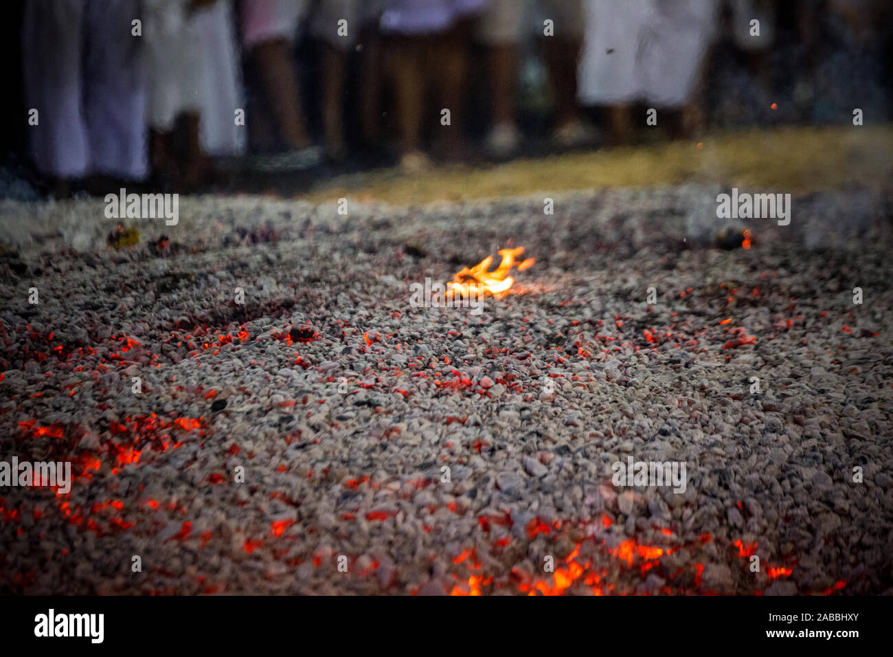 Traditional fire walking on the festival in Thailand Stock Photo - Alamy